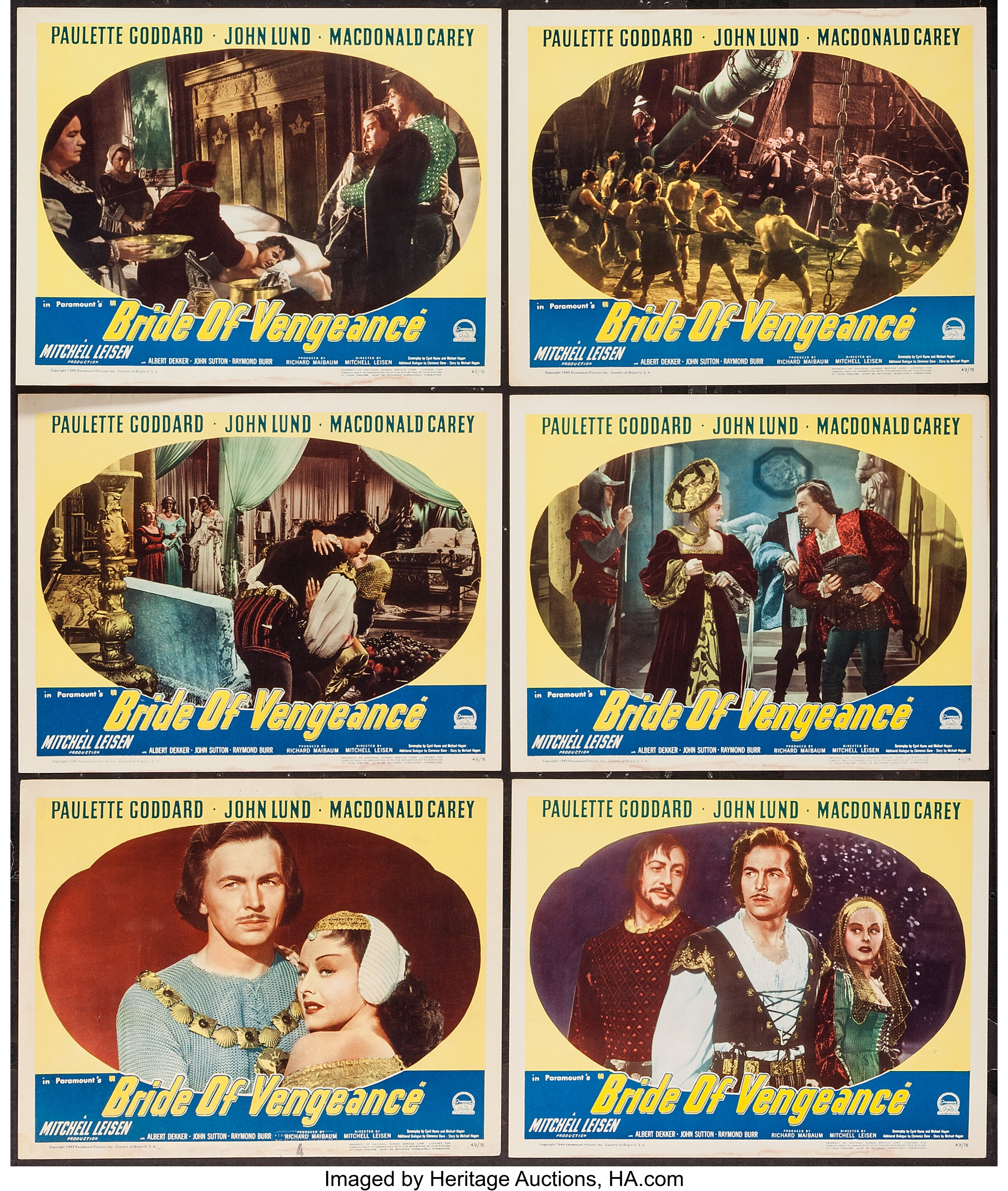 Bride of Vengeance (Paramount, 1949). Lobby Cards (10) (11" X 14 ...
