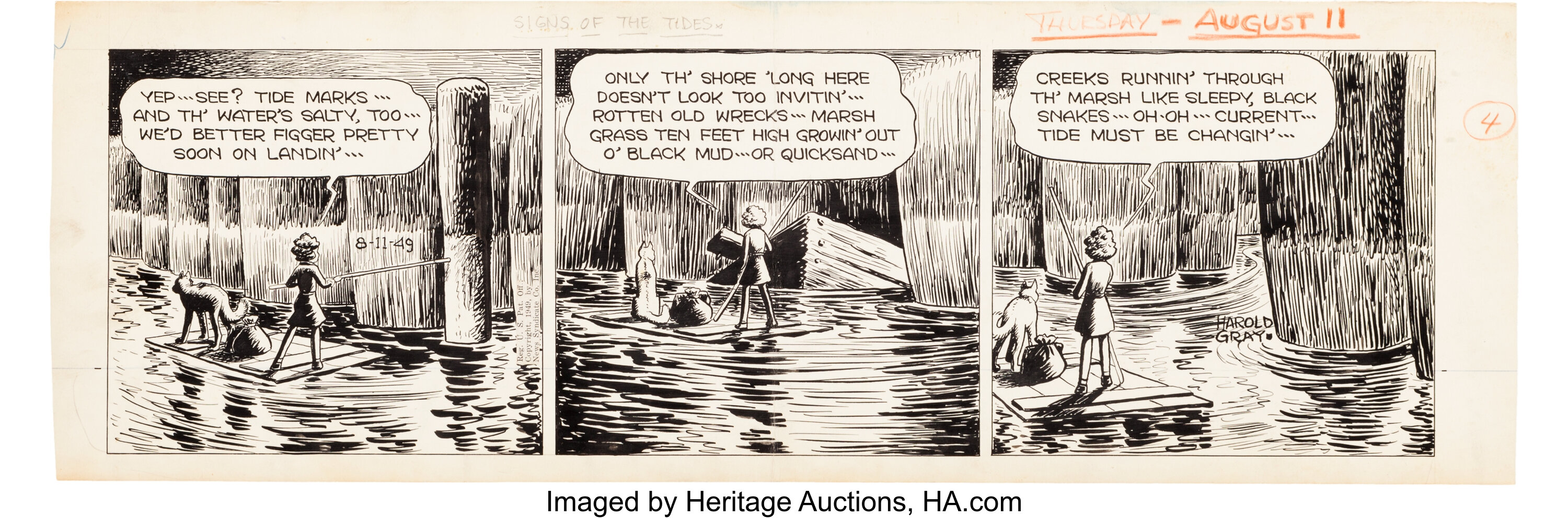 Harold Gray Little Orphan Annie Daily Comic Strip Original Art | Lot ...
