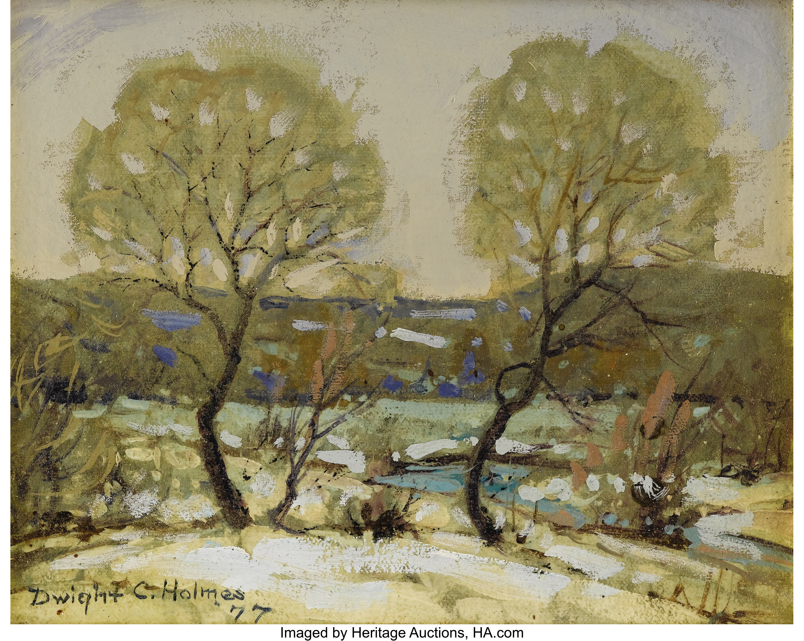 DWIGHT HOLMES (1900-1986). Untitled, 1977. Oil on canvasboard. 8 x ...