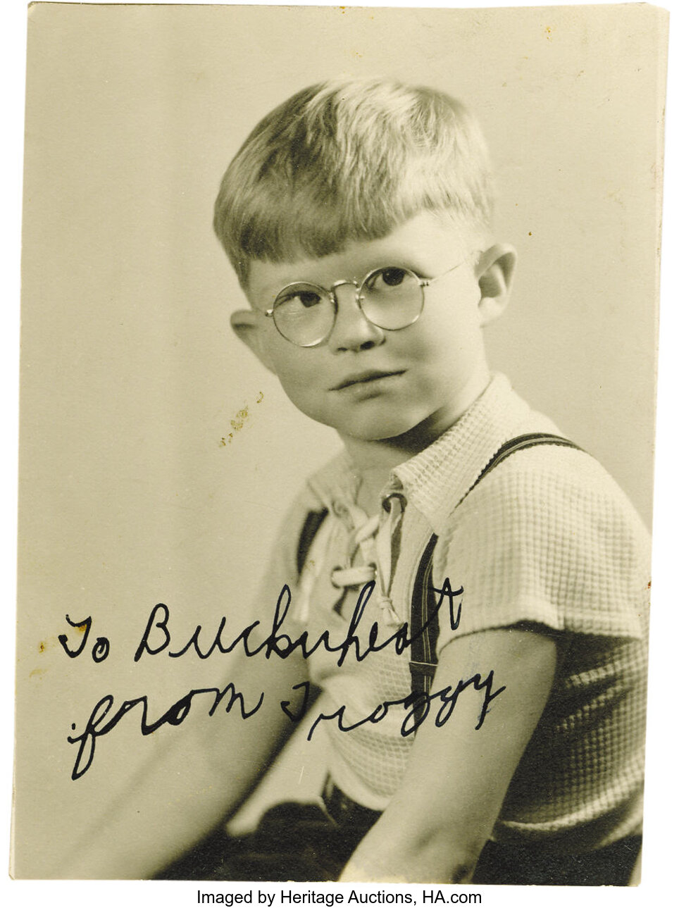 "Froggy" Signed Photo to Buckwheat. 3 "x 4" portrait of Our Gang's ...