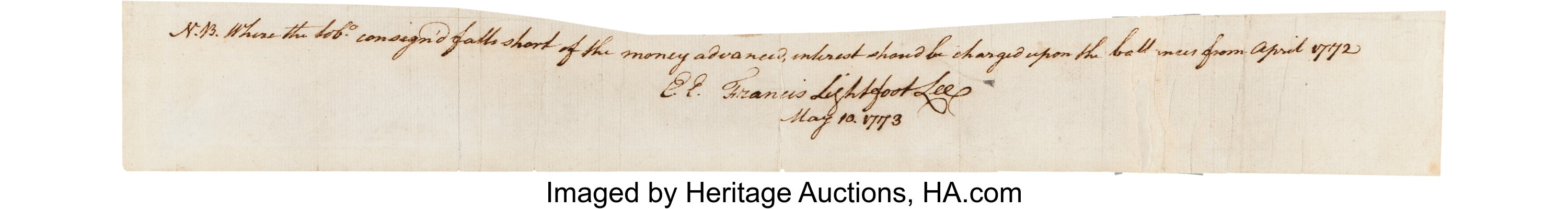 Francis Lightfoot Lee Autograph Document Signed.... Autographs | Lot ...