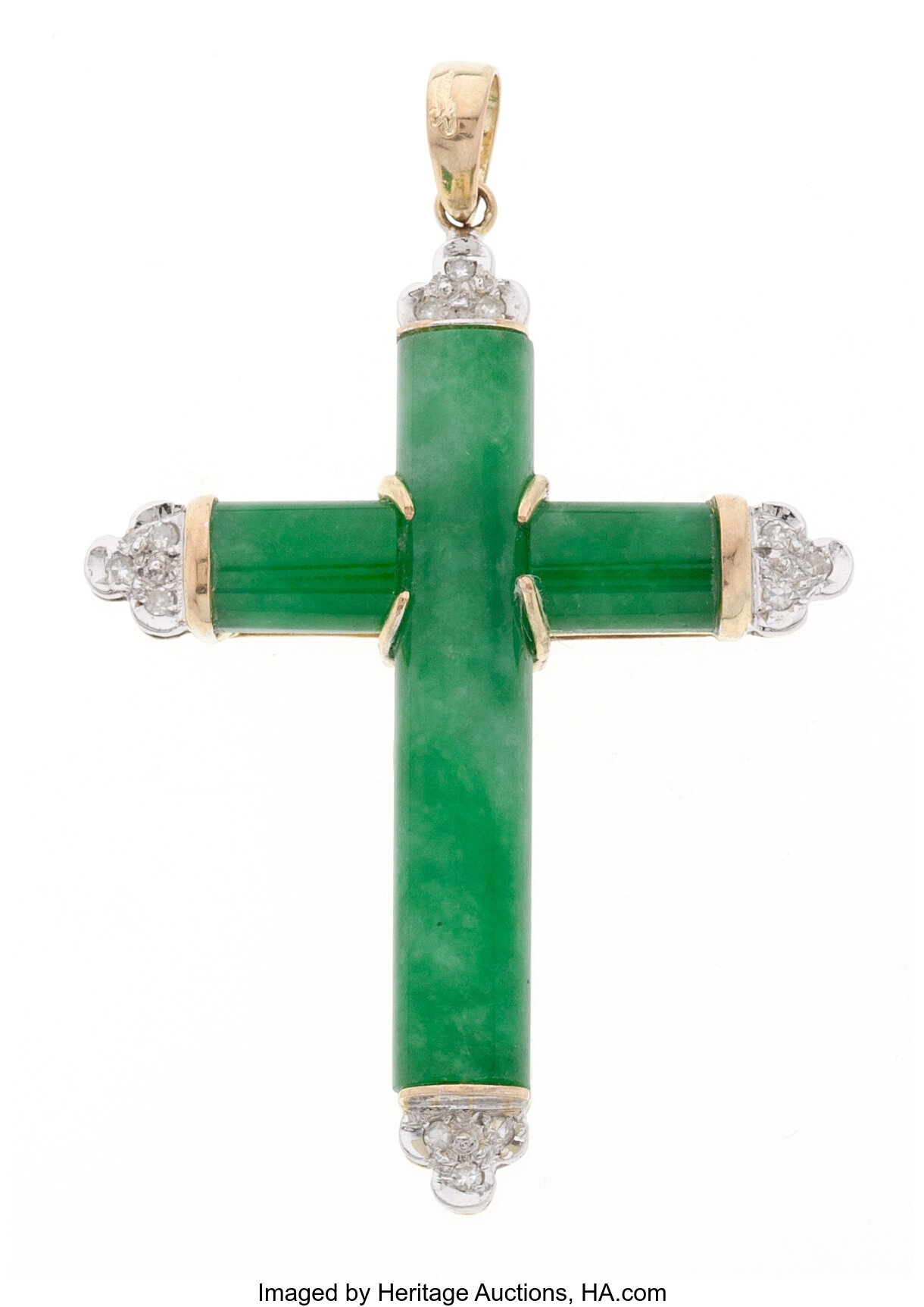 Jadeite Jade, Diamond, Gold Cross Pendant. ... Estate Jewelry | Lot ...