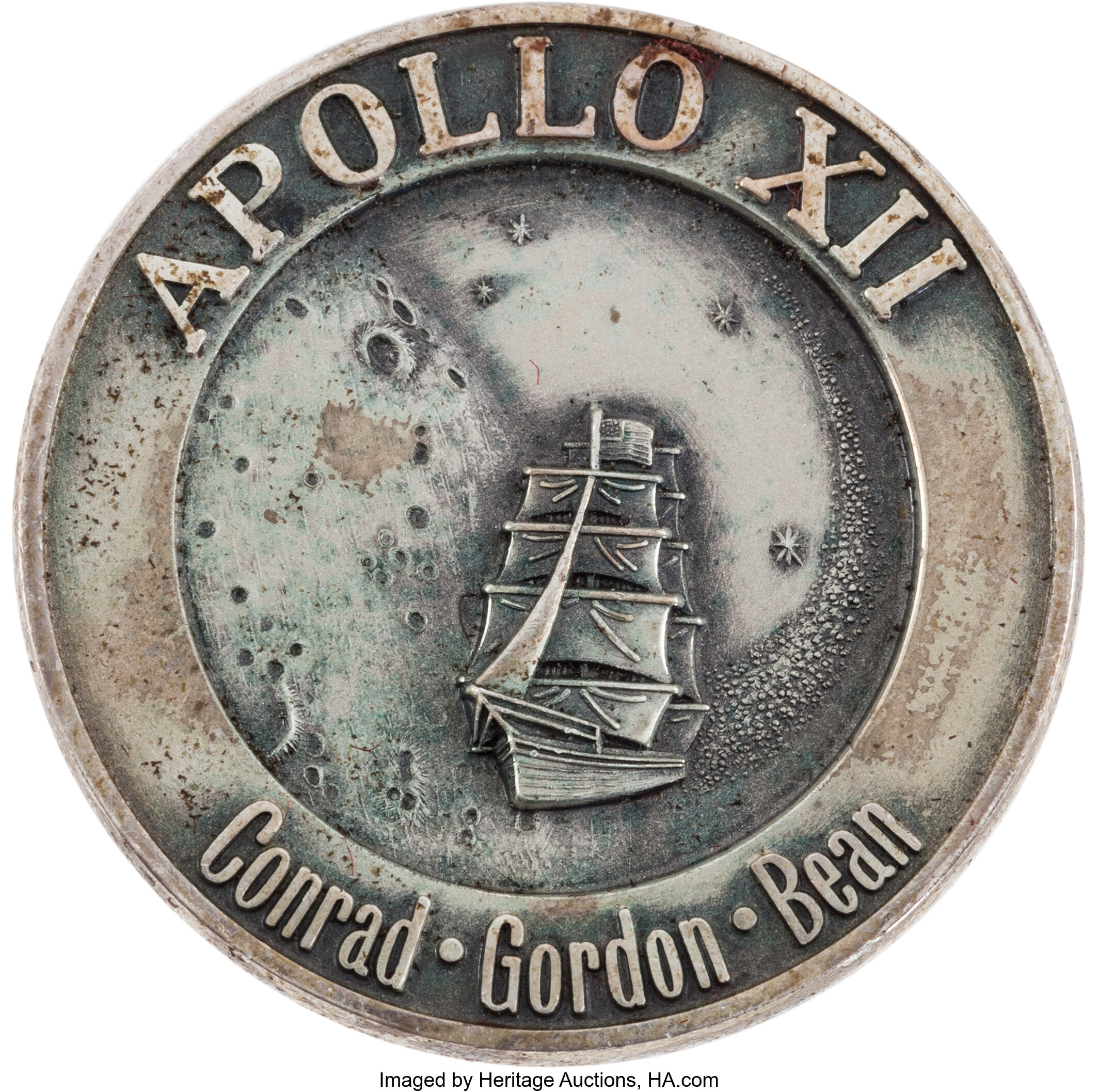 Apollo 12 Flown Silver Robbins Medallion, Serial Number 222, with | Lot ...