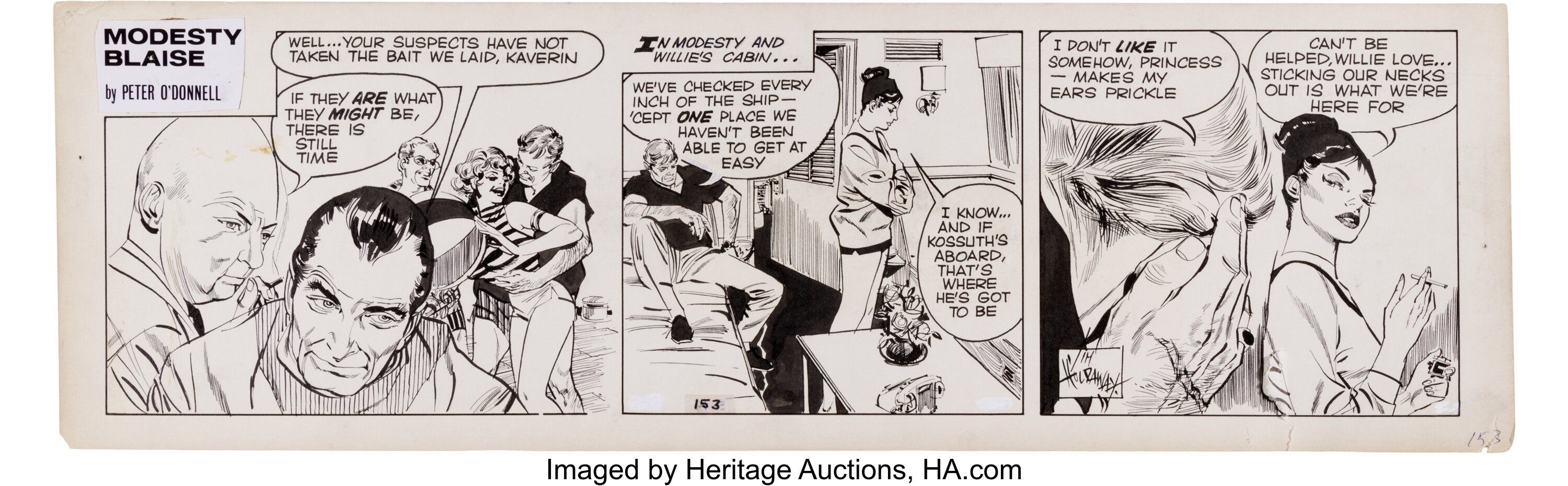 Jim Holdaway Modesty Blaise Daily Comic Strip #153 Original Art | Lot ...