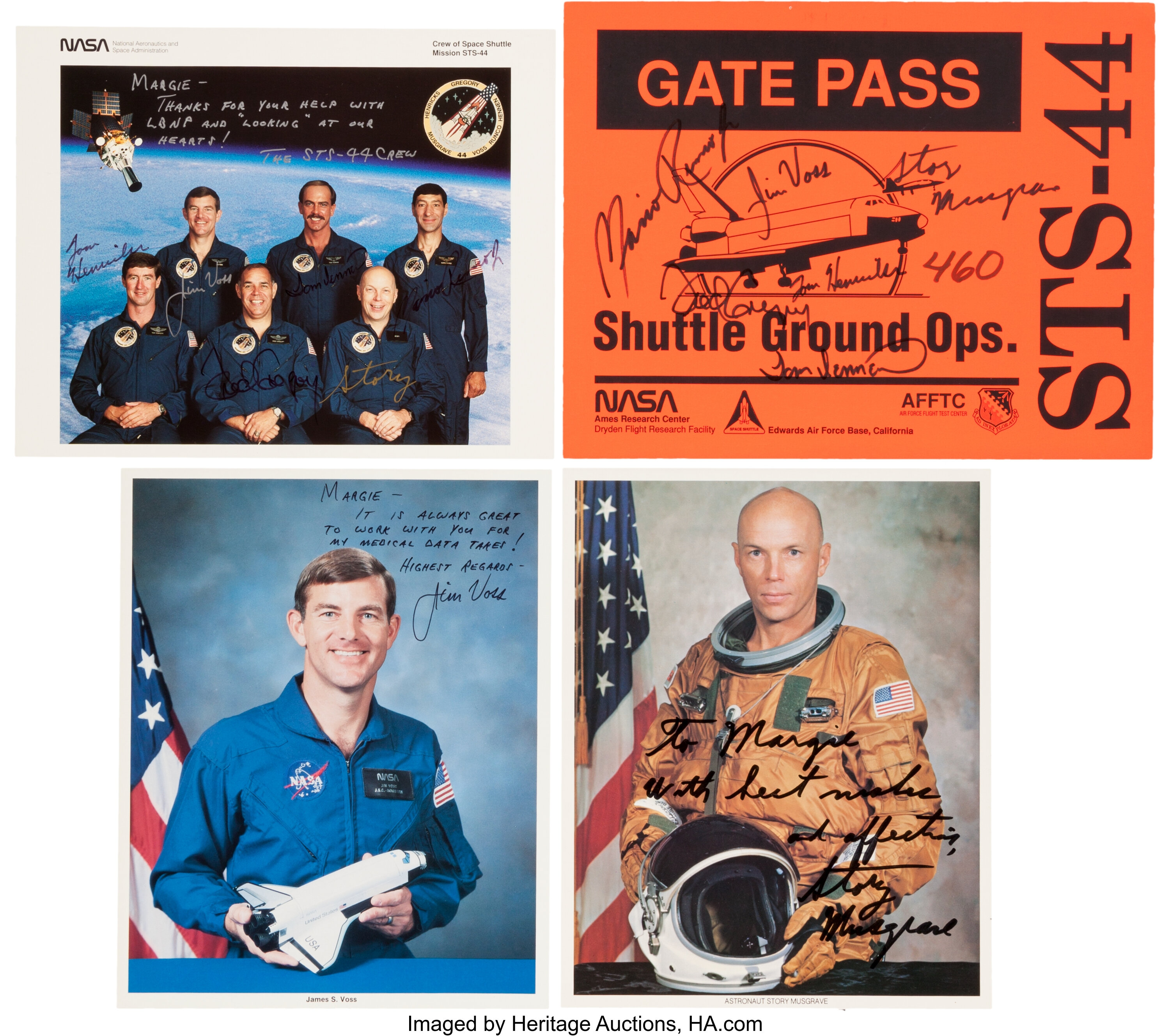 Space Shuttle Atlantis (STS-44) Crew-Signed Color Photo and Gate | Lot ...