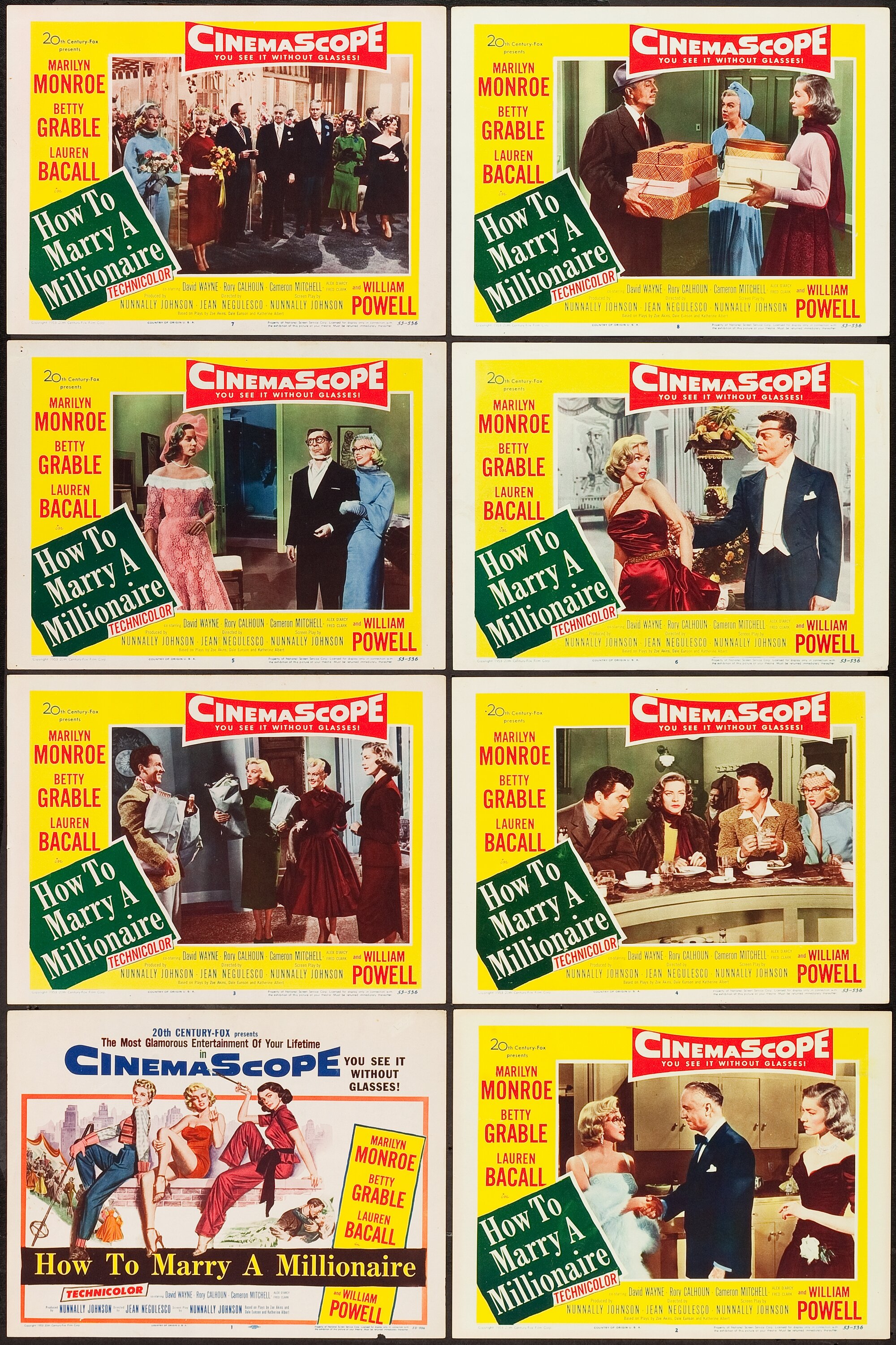 How to Marry a Millionaire (20th Century Fox, 1953). Lobby Card Set ...