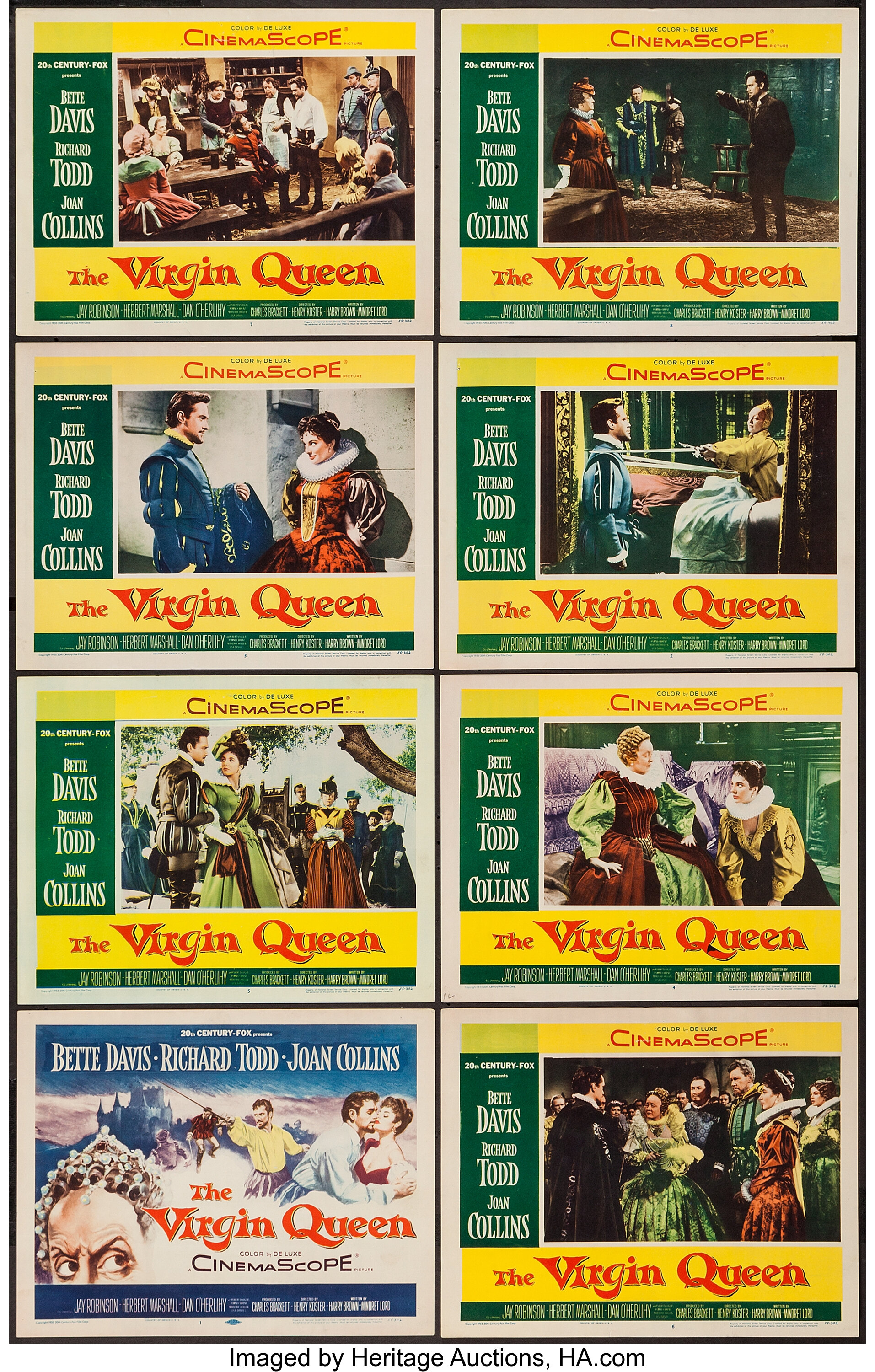 The Virgin Queen (20th Century Fox, 1955). Lobby Card Set of 8 (11 ...