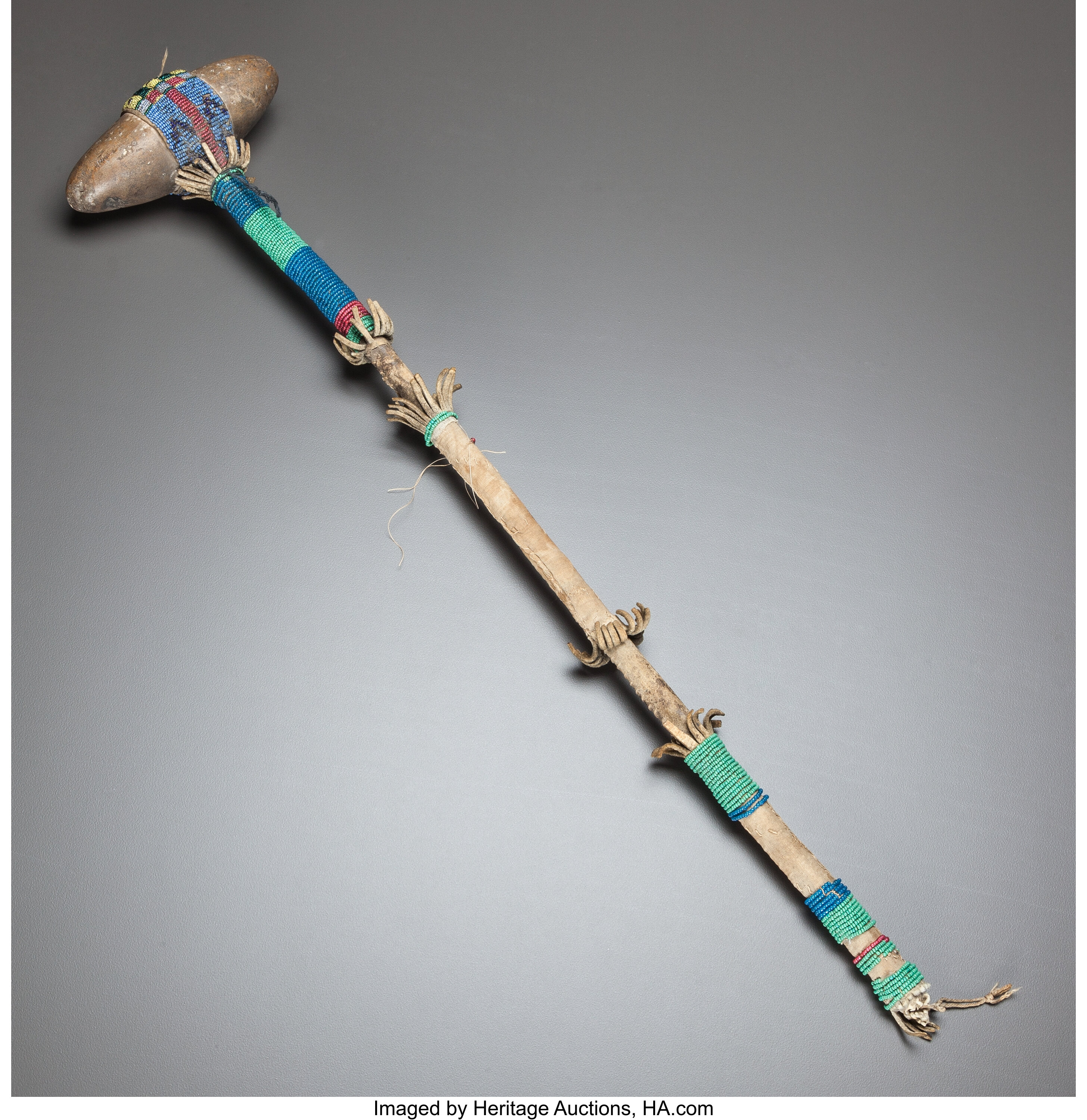 A SIOUX BEADED STONE HEAD CLUB. c. 1880... Other | Lot #50230 ...