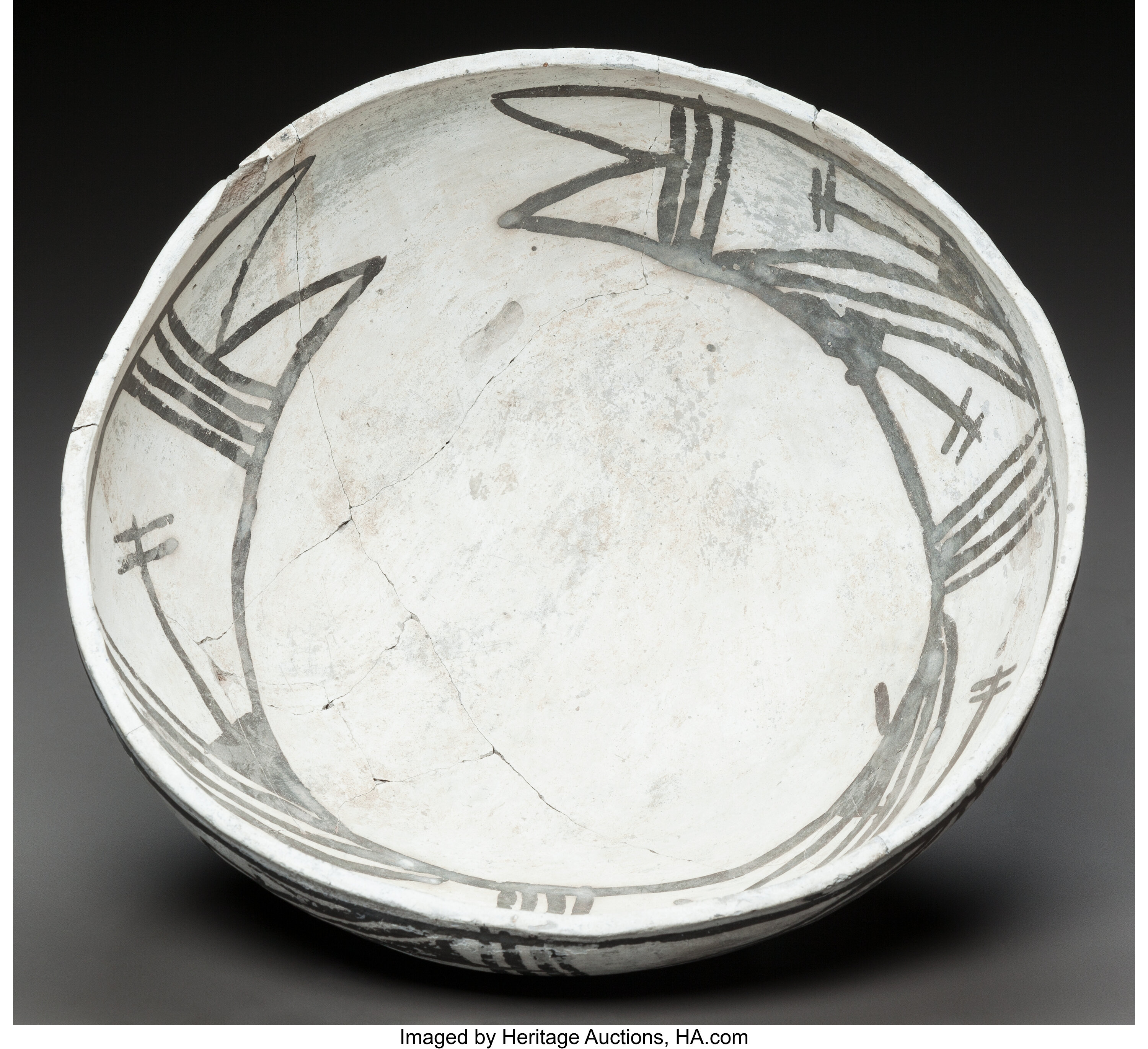 A JEMEZ BLACK-ON-WHITE BOWL. c. 1700... American Indian Art Pottery ...