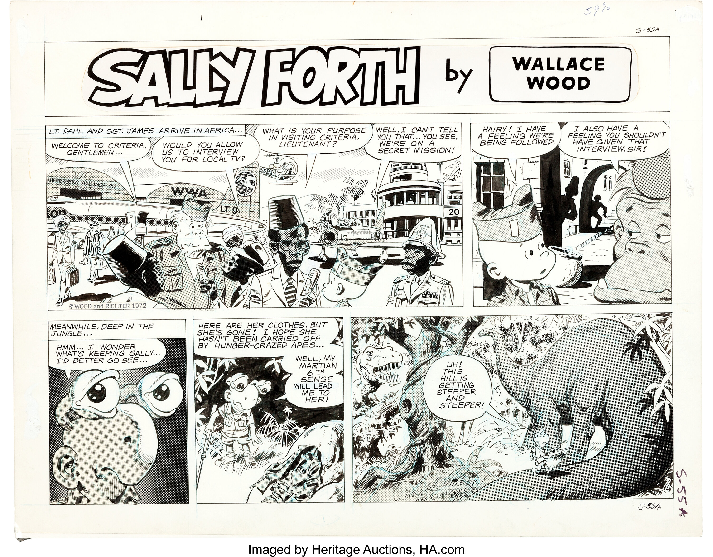 Wally Wood Sally Forth Tarzan Parody Comic Strip #S55 Original Art ...