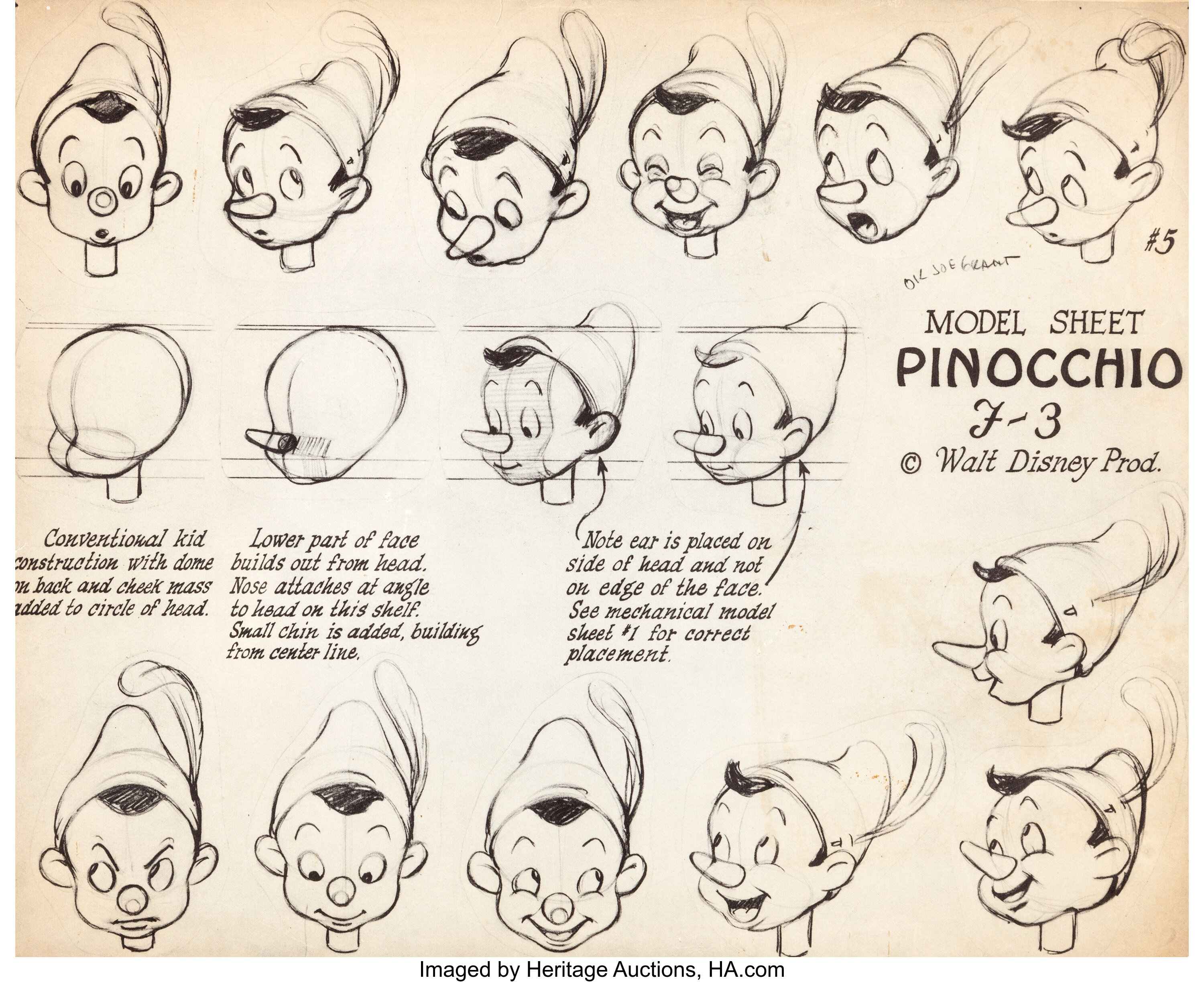 Pinocchio Model Sheets and More Group (Walt Disney, 1940).... | Lot ...