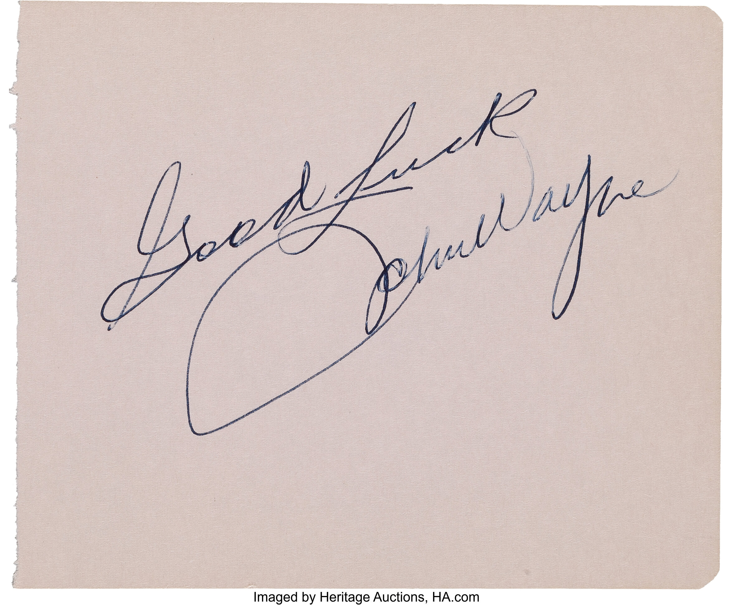 A John Wayne Signature, Circa 1950s.... Movie/TV Memorabilia | Lot ...