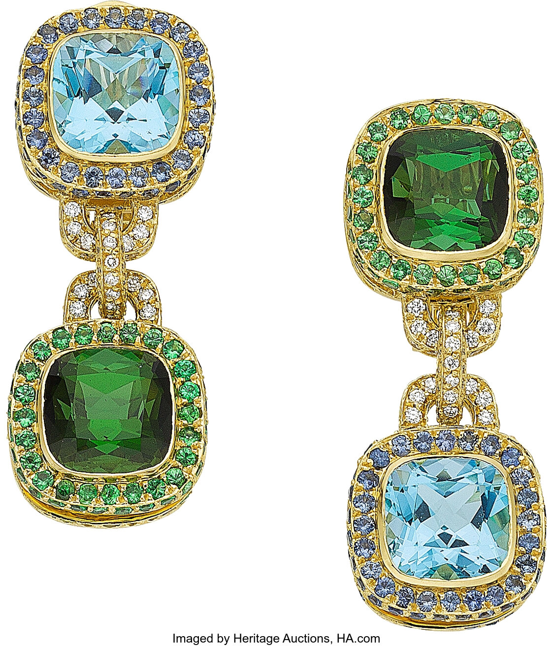 Multi-Stone, Diamond, Gold Earrings, Laura Munder. ... Estate | Lot ...