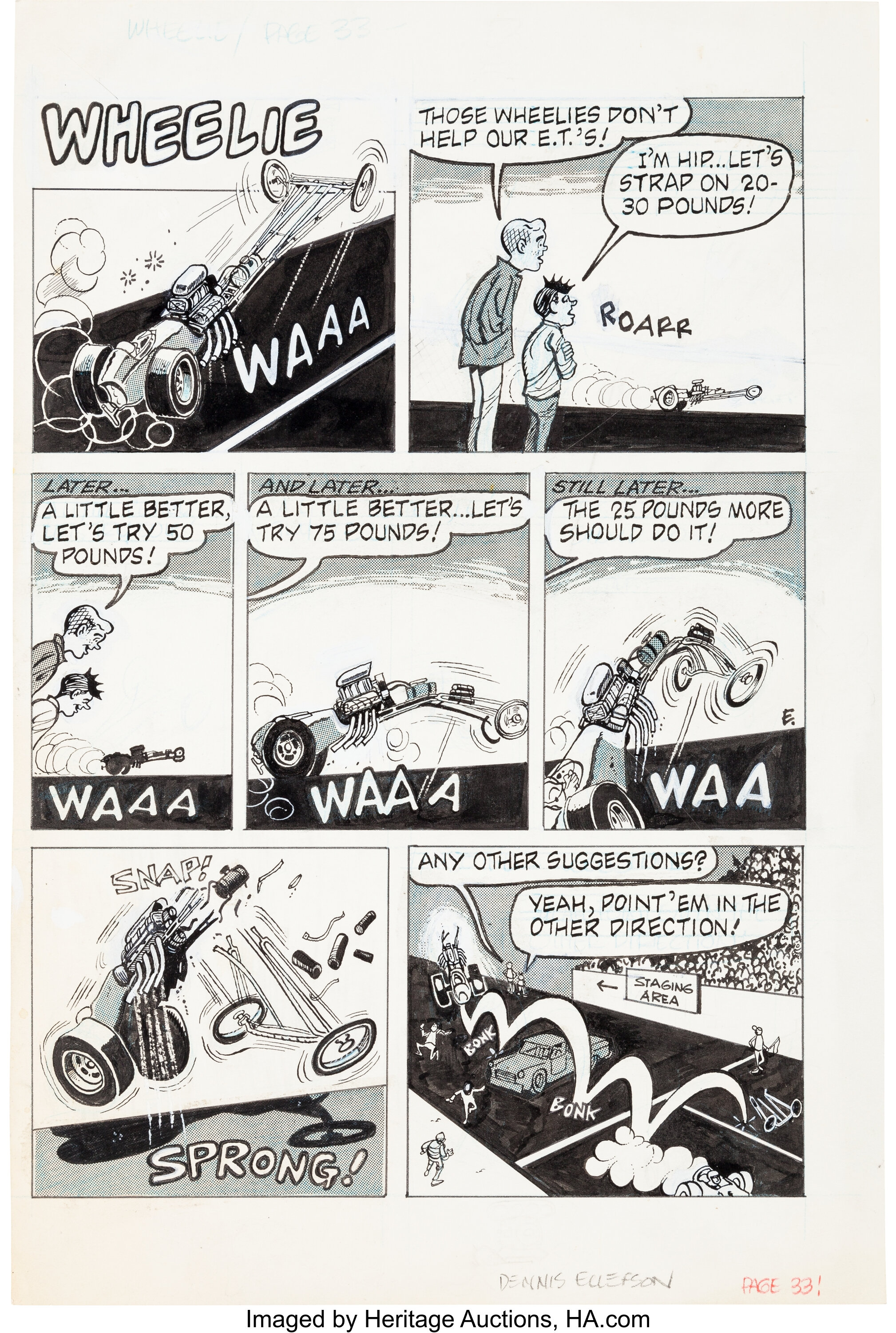 Dennis Ellefson Pete Millar's Drag Cartoons Complete 1-Page Story | Lot ...