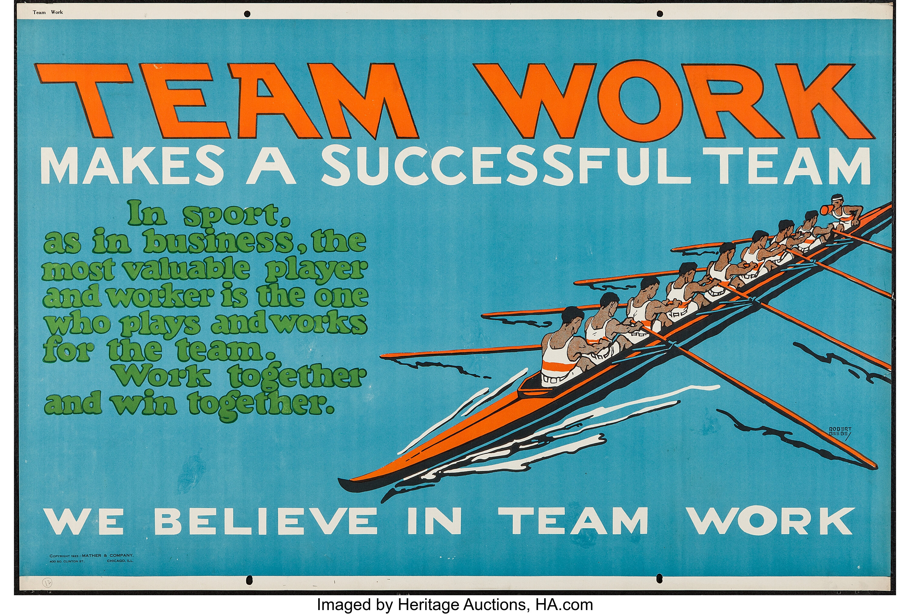 Team Work (Mather and Company, 1923). Motivational Poster (28" X | Lot ...