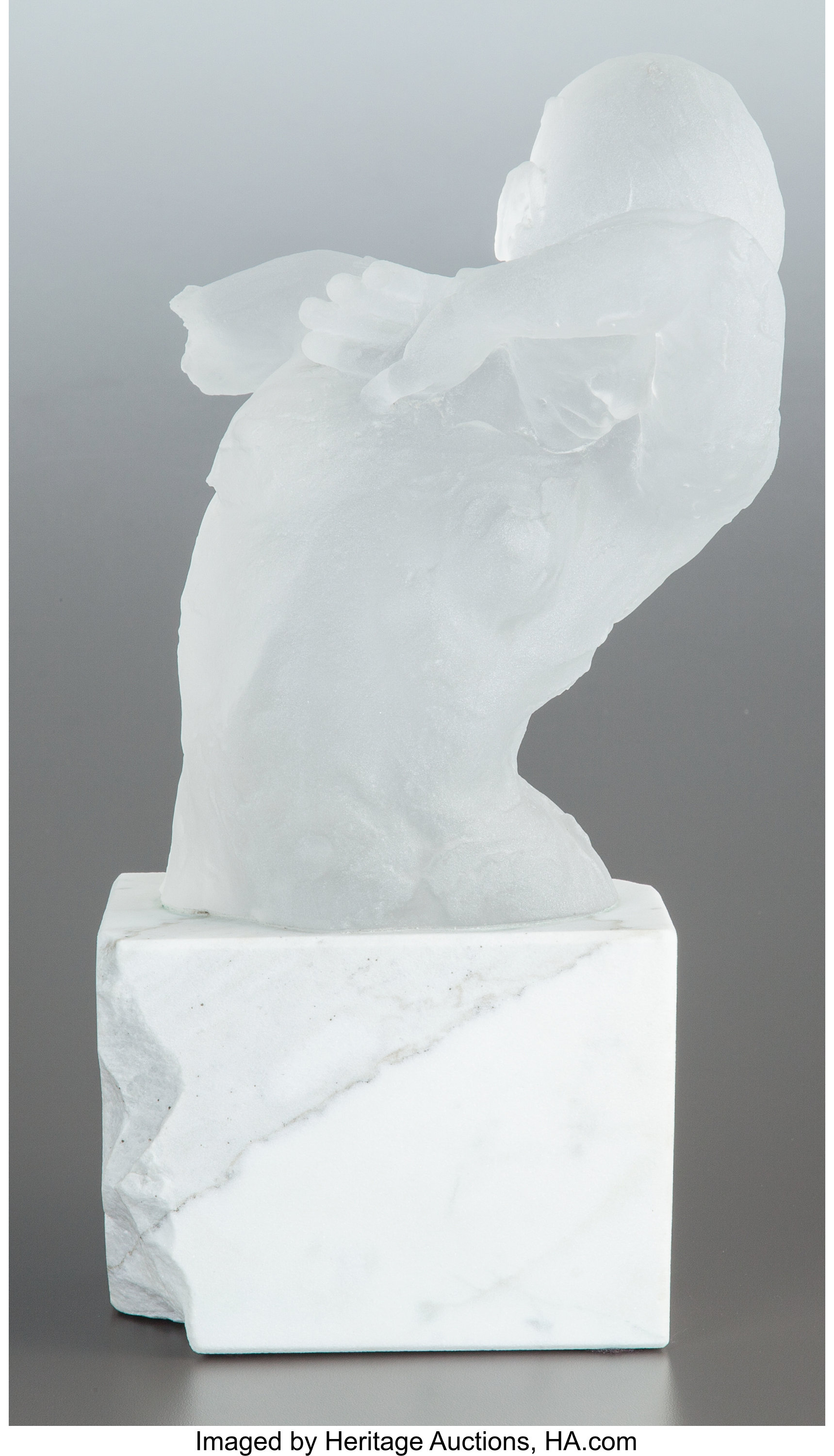 A FROSTED GLASS BUST ON MARBLE BASE. 20th century. 13 inches high | Lot ...
