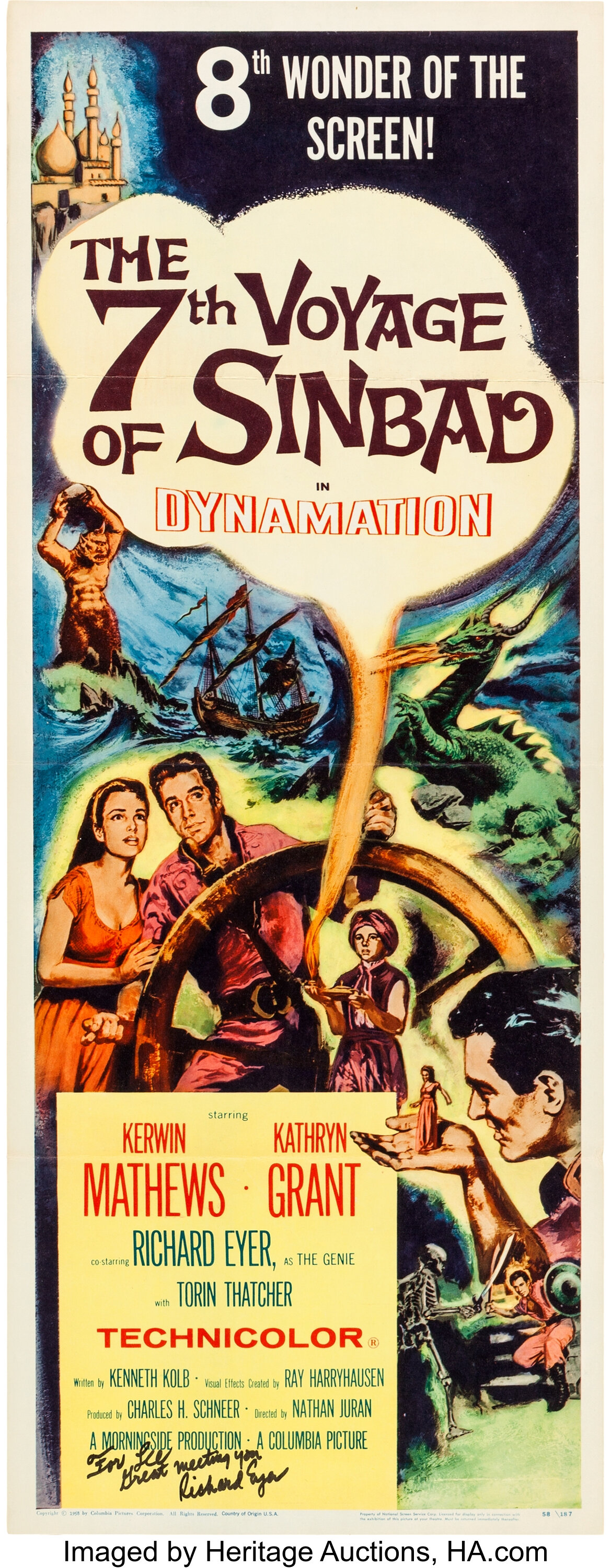 The 7th Voyage of Sinbad (Columbia, 1958). Autographed Insert (14 ...