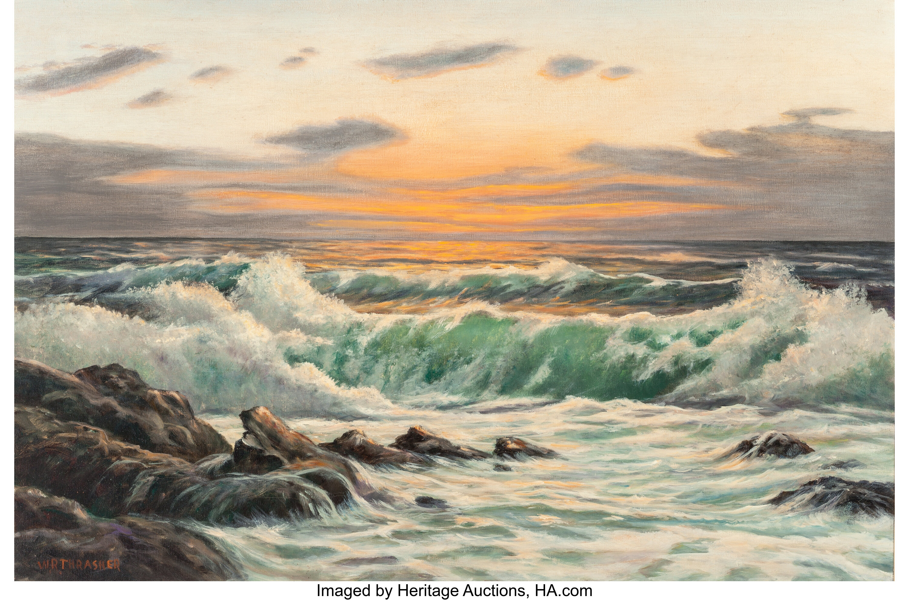 WILLIAM ROBERT THRASHER (American, 1908-1997). Sea at Sunset. Oil | Lot ...