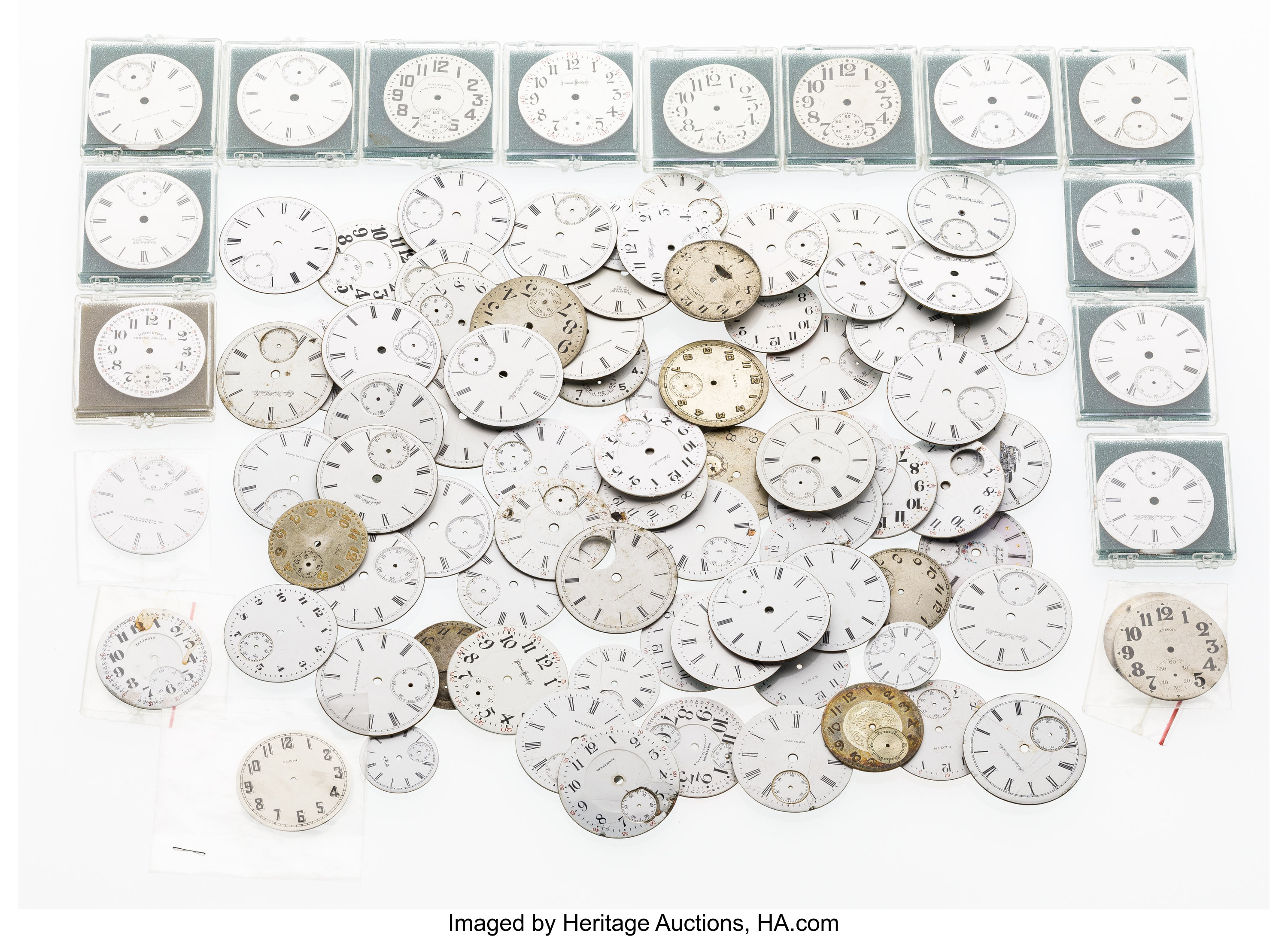 A Box Of Various Watch Dials. ... (Total: 50 Items) Timepieces | Lot ...