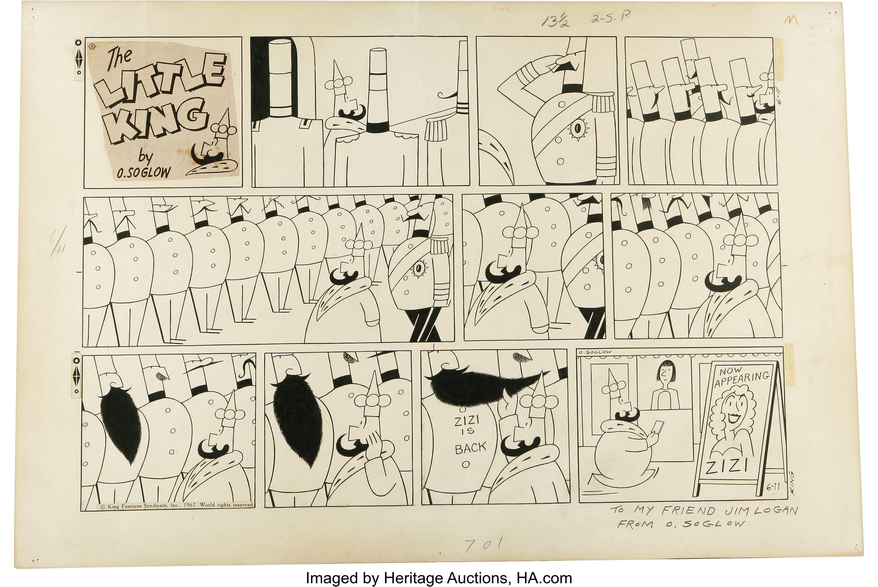 Otto Soglow - The Little King Sunday Comic Strip Original art, | Lot ...