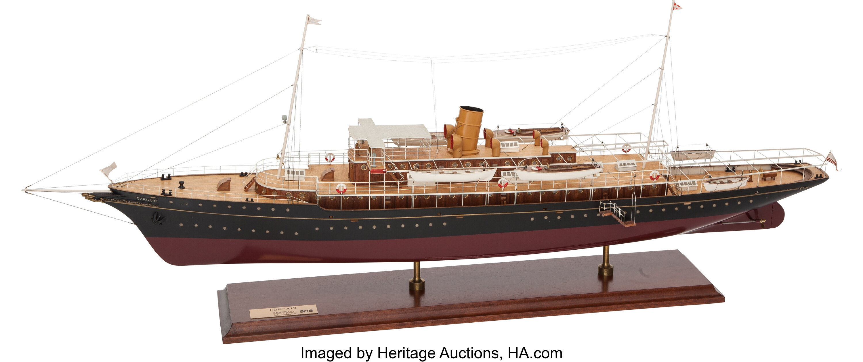SCALE MODEL OF THE STEAM YACHT 'CORSAIR IV'. 14-1/2 x 38 x 7 inches ...