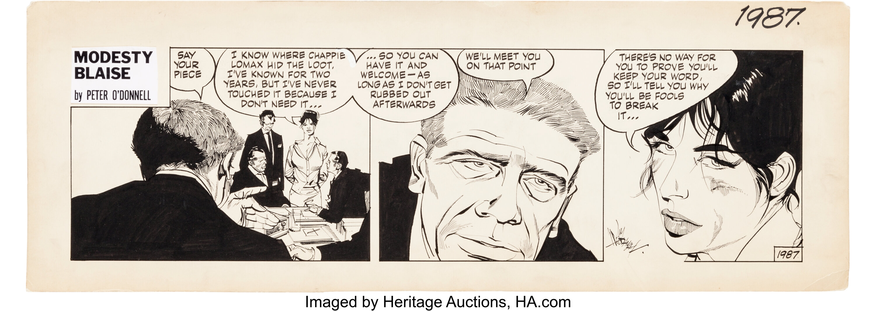 Jim Holdaway Modesty Blaise Daily Comic Strip #1987 Original Art | Lot ...