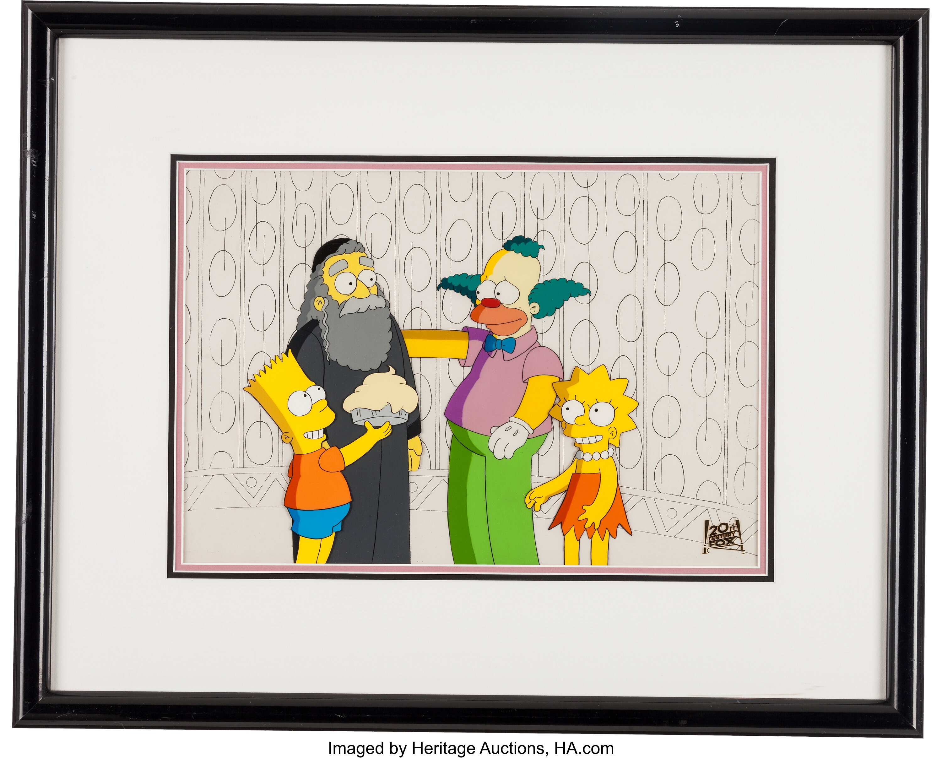 The Simpsons Bart, Rabbi, Krusty, and Lisa Production Cel Set-Up | Lot ...