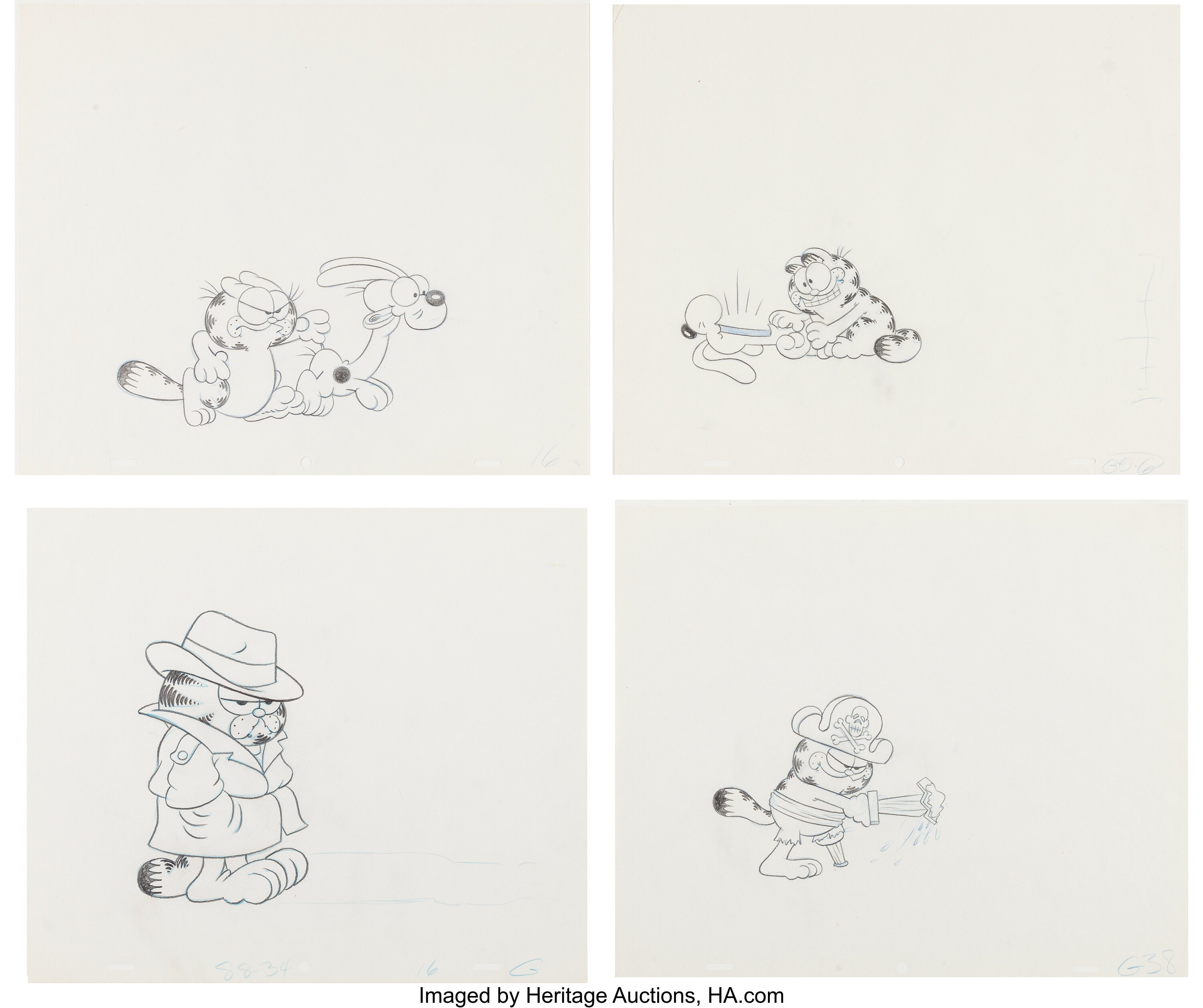 Garfield and Yogi Bear Production Drawing Animation Art Group | Lot ...