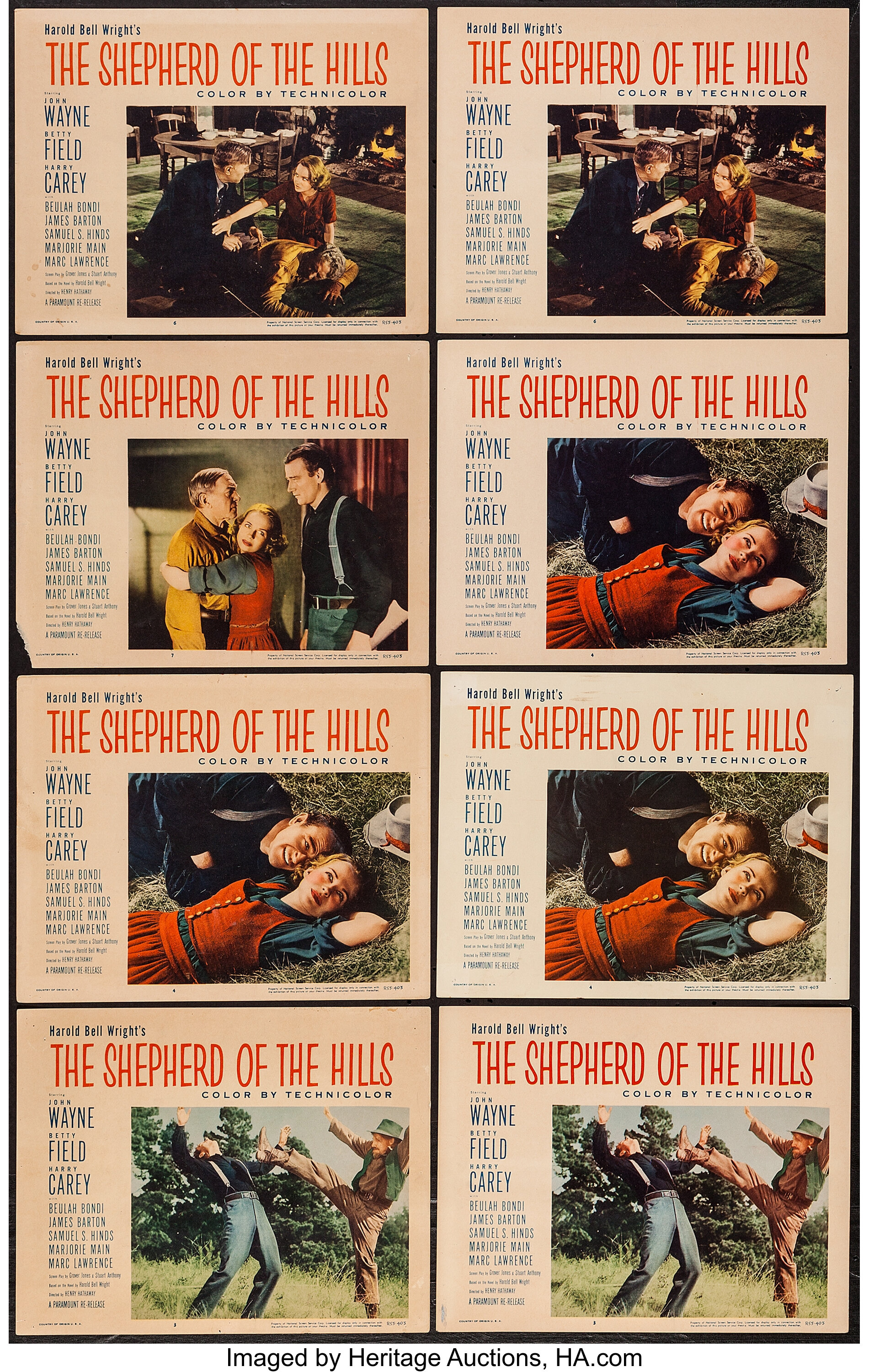 The Shepherd of the Hills (Paramount, R-1955). Lobby Cards (11) | Lot ...