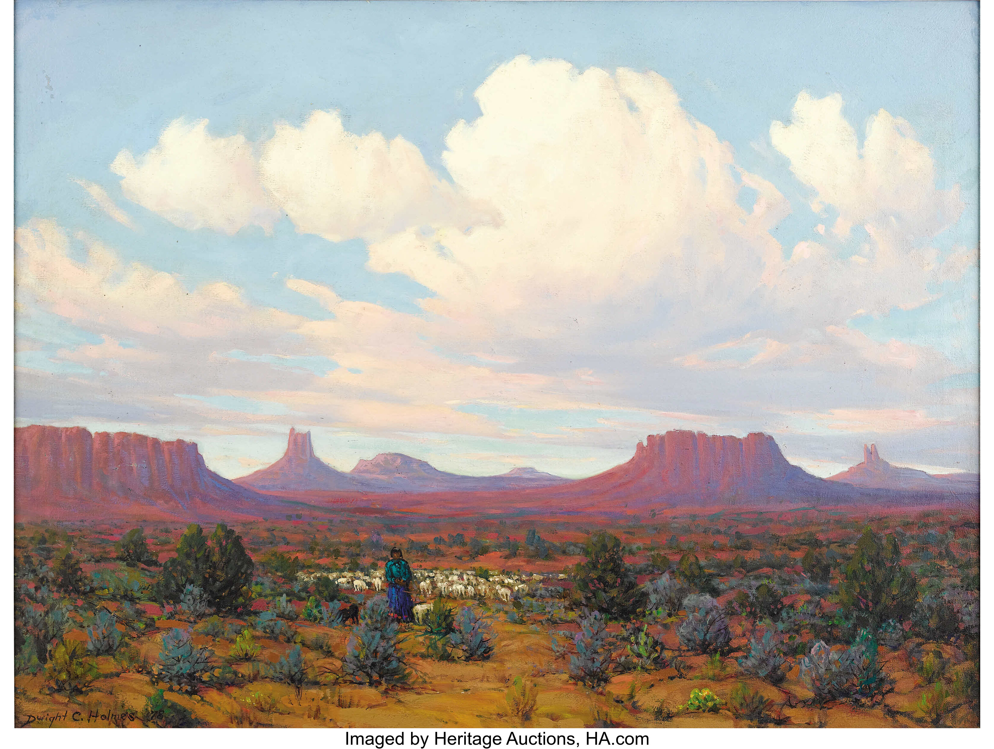 DWIGHT HOLMES (1900-1985). Indian Sheep Herder, 1978. Oil on canvas ...
