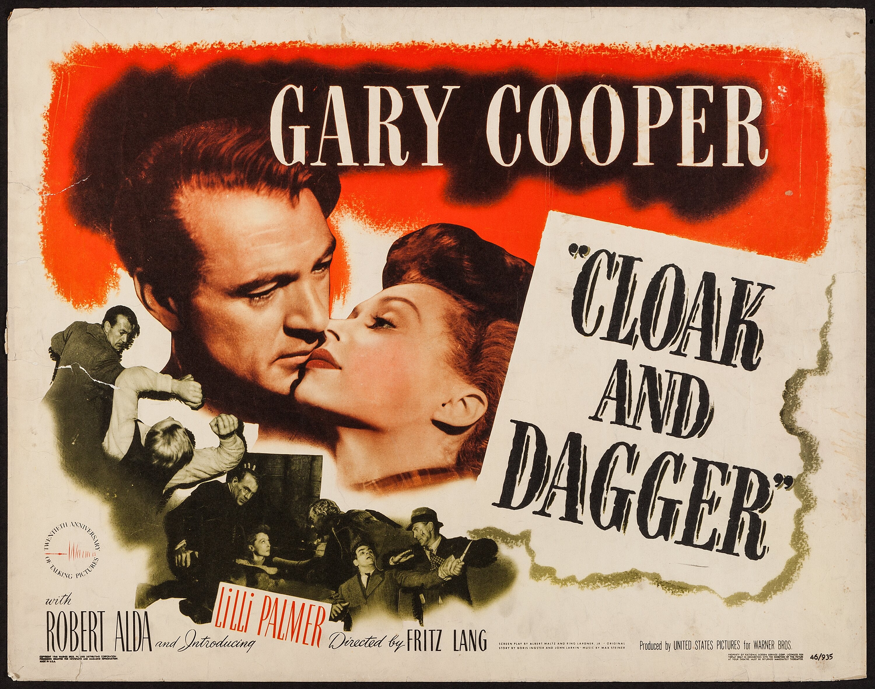 Cloak and Dagger (Warner Brothers, 1946). Half Sheet (22" X 28"). | Lot ...