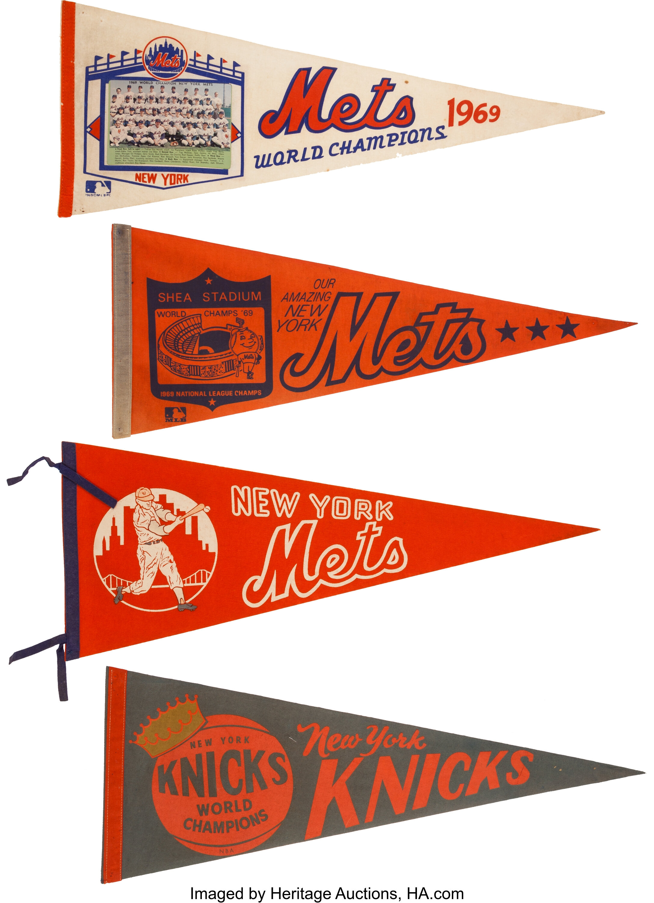 1960's and 1970's New York Mets and Knicks Pennants Lot of 4.... | Lot ...