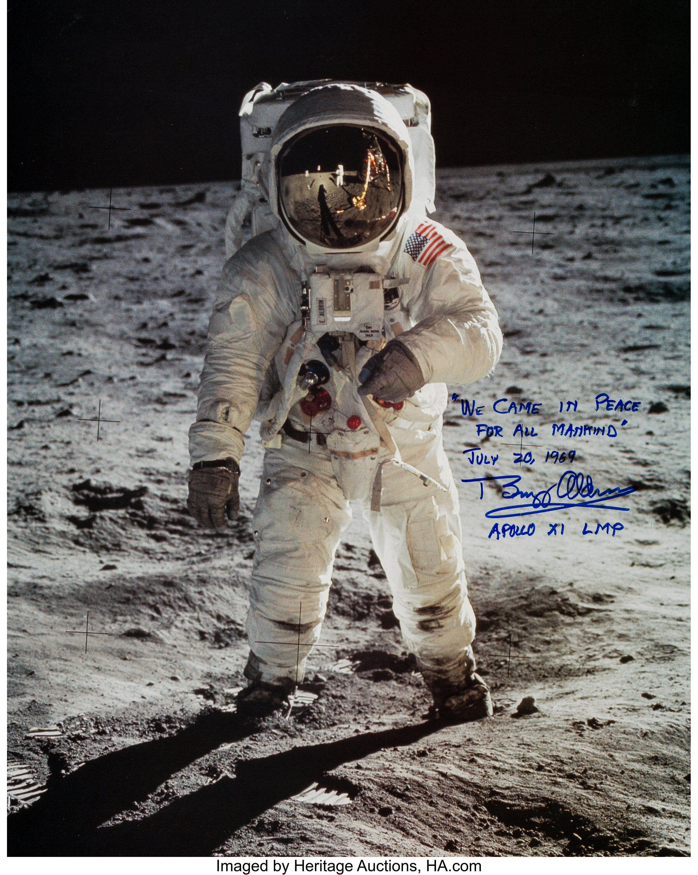Buzz Aldrin Signed Large Lunar Surface "Visor" Color Photo. ... | Lot ...