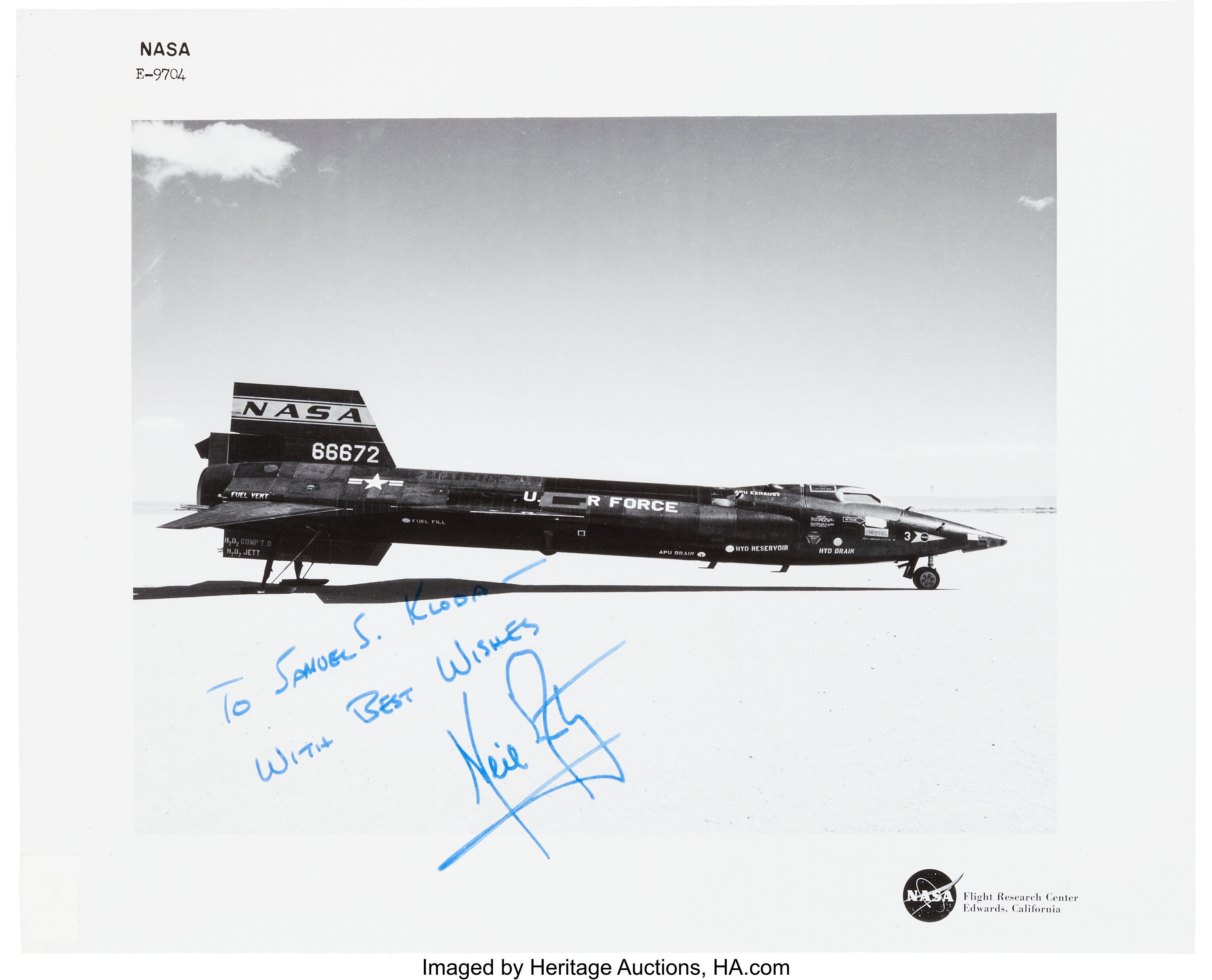 Neil Armstrong Signed Original NASA Photo of the X-15A-3 Aircraft ...