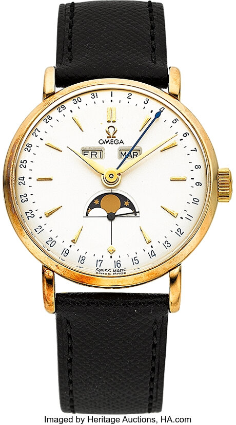 Omega Gold Triple Calendar With Moon Phases, circa 1950's. ... | Lot ...