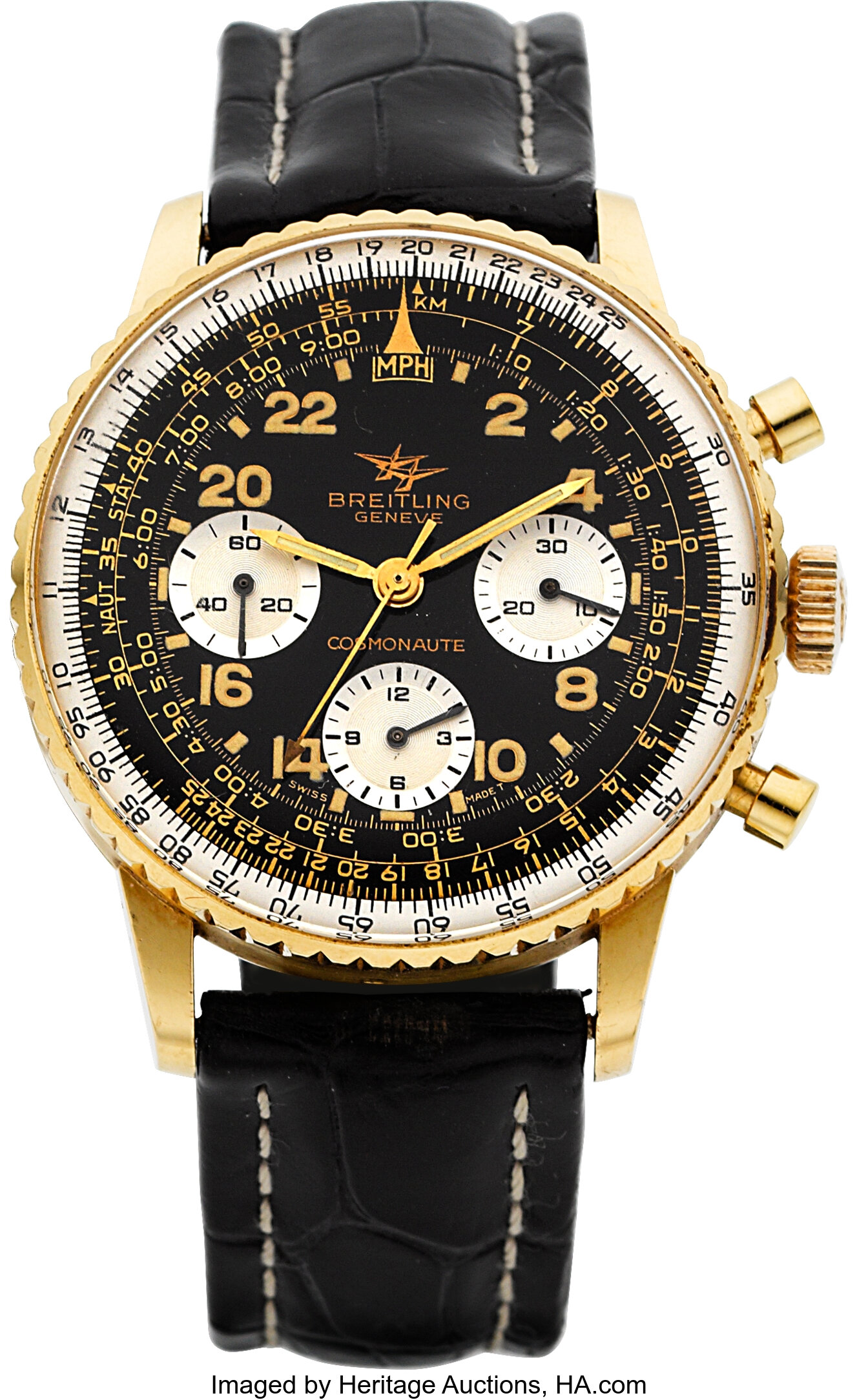 Breitling Ref. 806 Rare 18k Gold Cosmonaute, circa 1968. ... | Lot ...