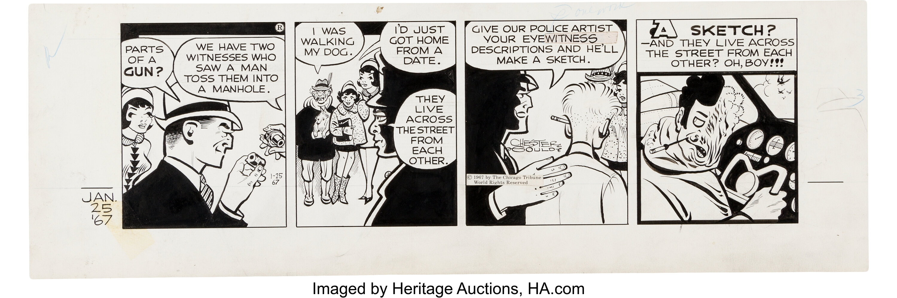 Chester Gould Dick Tracy Daily Comic Strip Original Art dated | Lot ...