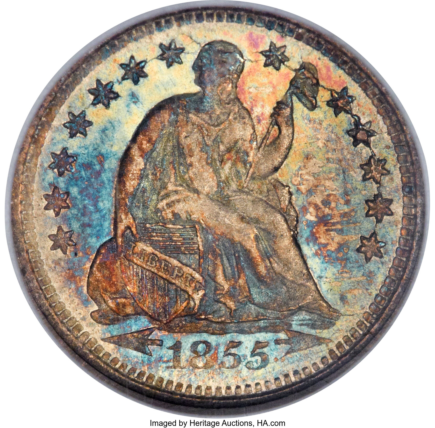 1855-O H10C Arrows MS68 ★ NGC. CAC. V-1a.... Seated Half Dimes | Lot ...