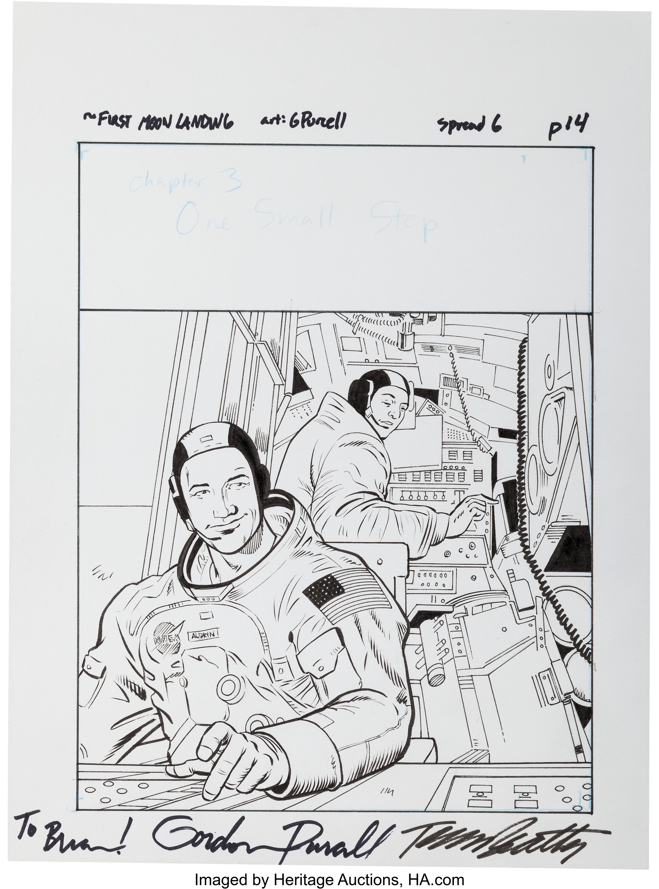 Gordon Purcell and Terry Beatty First Moon Landing Original Art | Lot ...
