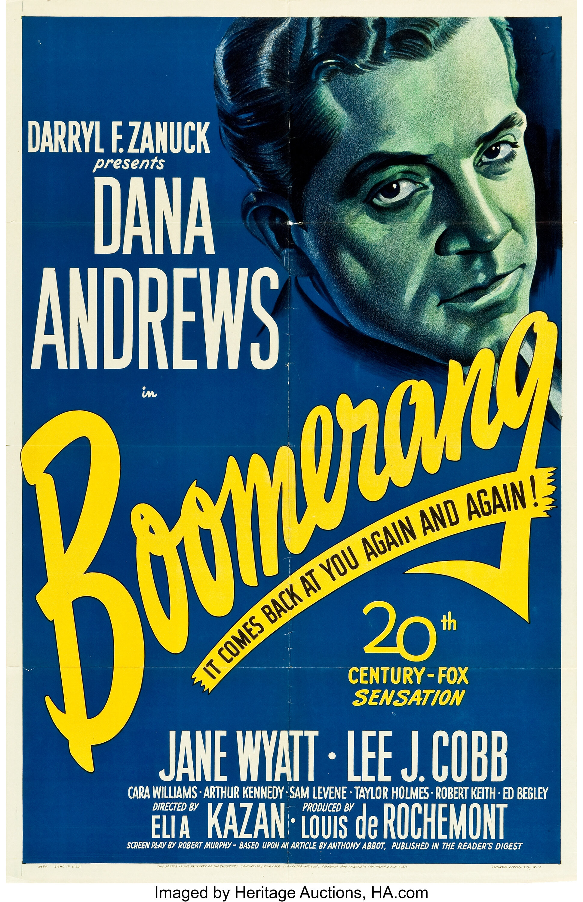 Boomerang (20th Century Fox, 1947). One Sheet (27" X 41").. ... | Lot ...