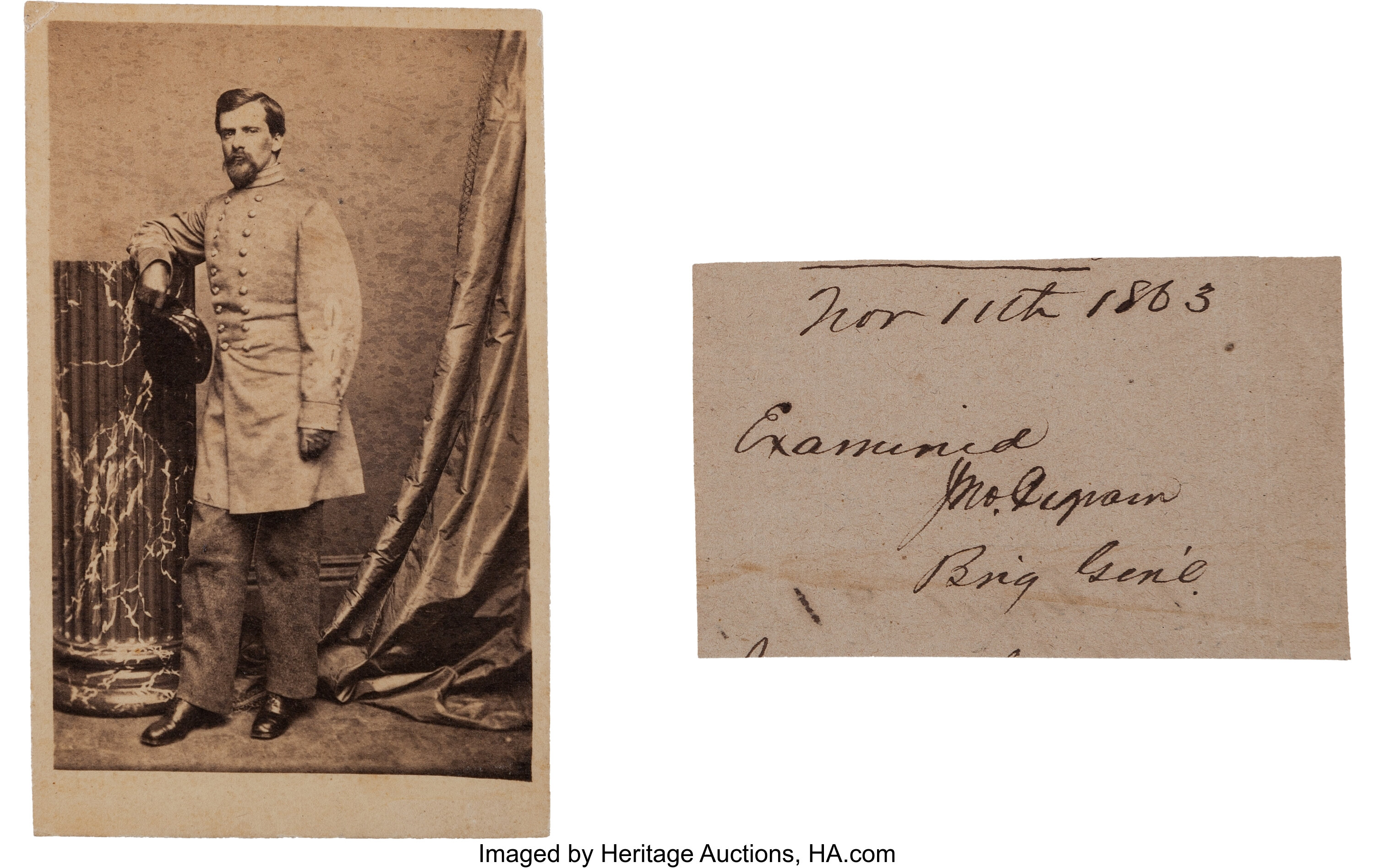 Confederate General John Pegram Clipped Signature and Carte de | Lot ...