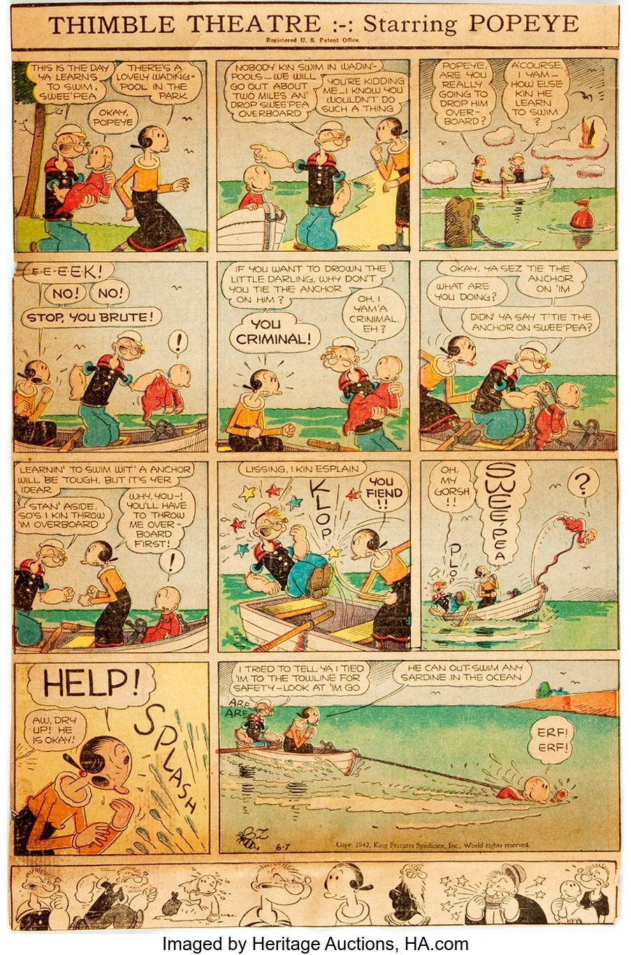 [Sunday Comic Strips]. Popeye / Thimble Theatre. Page taken from | Lot ...