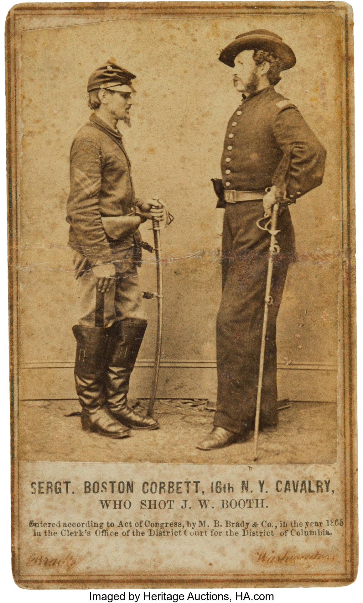 Union Sergeant Boston Corbett: Matthew Brady Carte de Visite | Lot ...