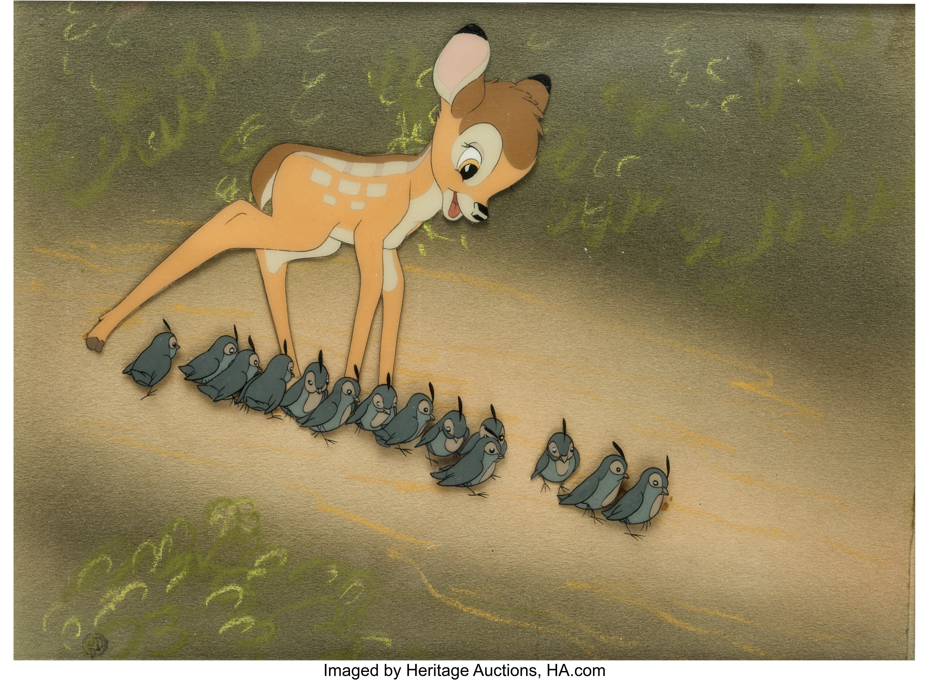 Bambi Production Cel Setup (Walt Disney, 1942).... Animation Art | Lot ...