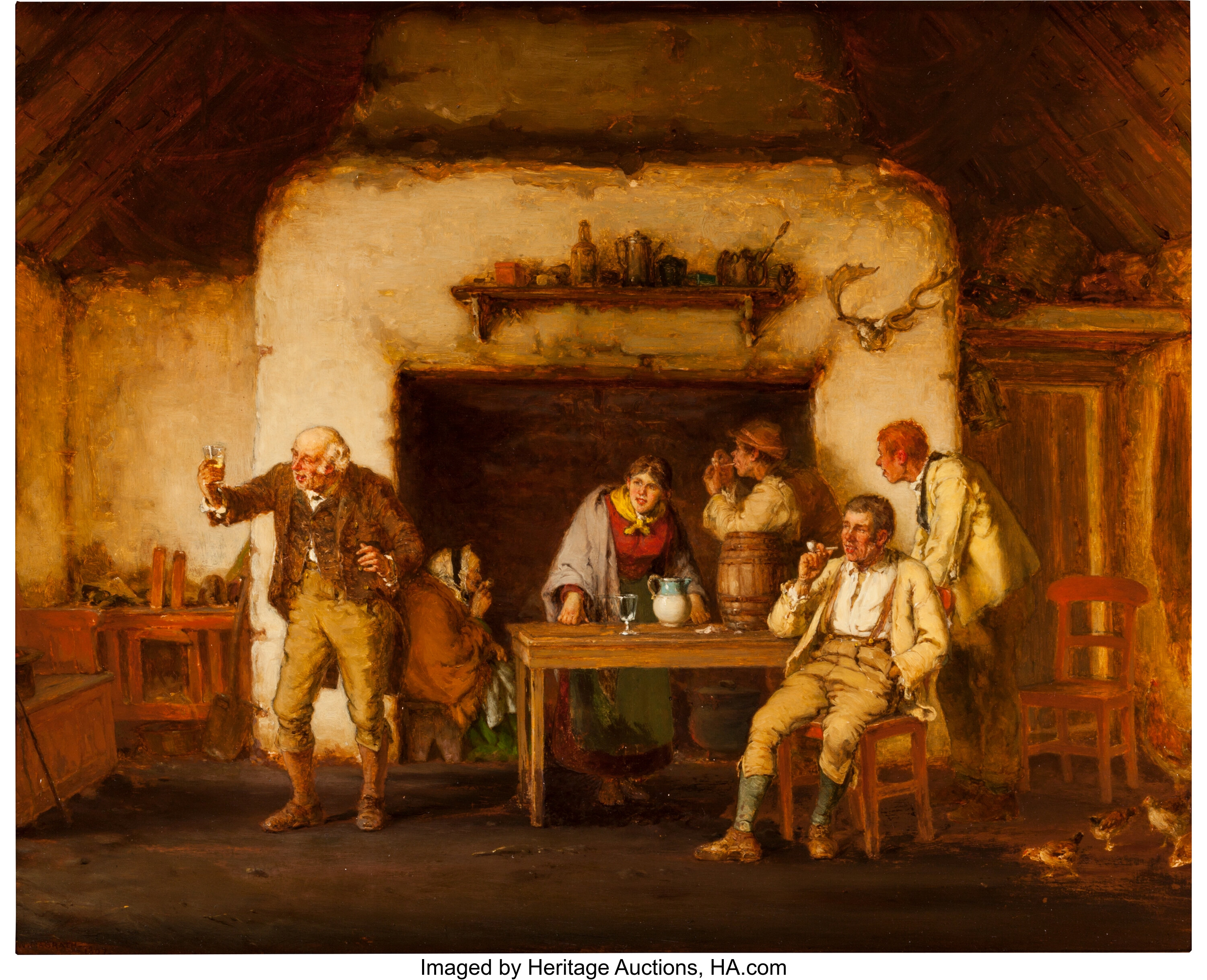 WILLIAM MAGRATH (Irish, 1838-1918). Jovial Irish Family Gathering ...