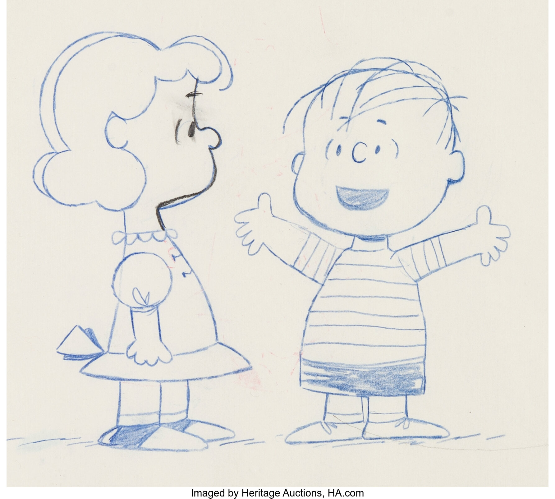 Peanuts for Ford Falcon Lucy and Linus Production Drawing Group | Lot ...