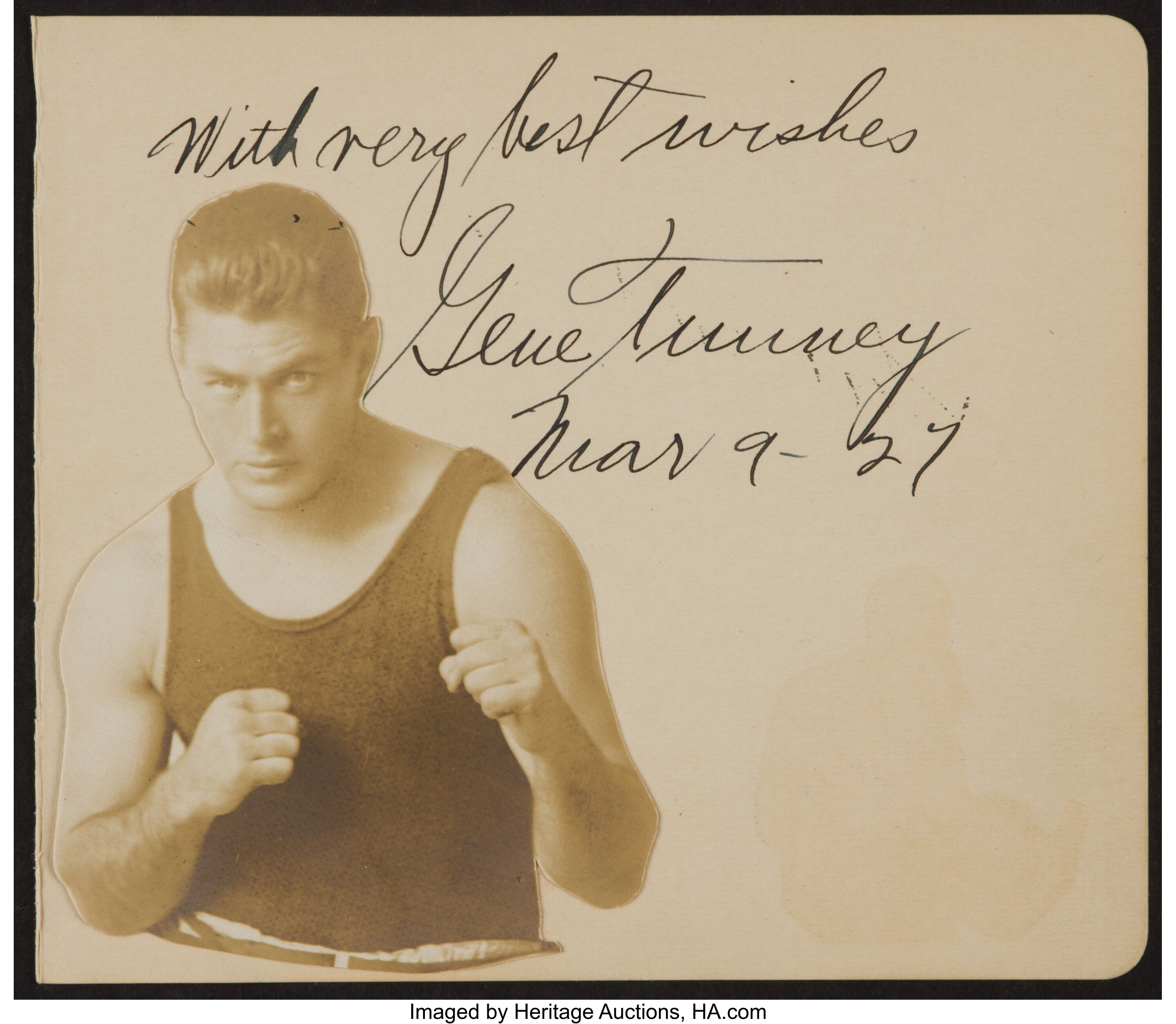 Signed & Dated Gene Tunney Autograph Album Page with Photo. ... | Lot ...