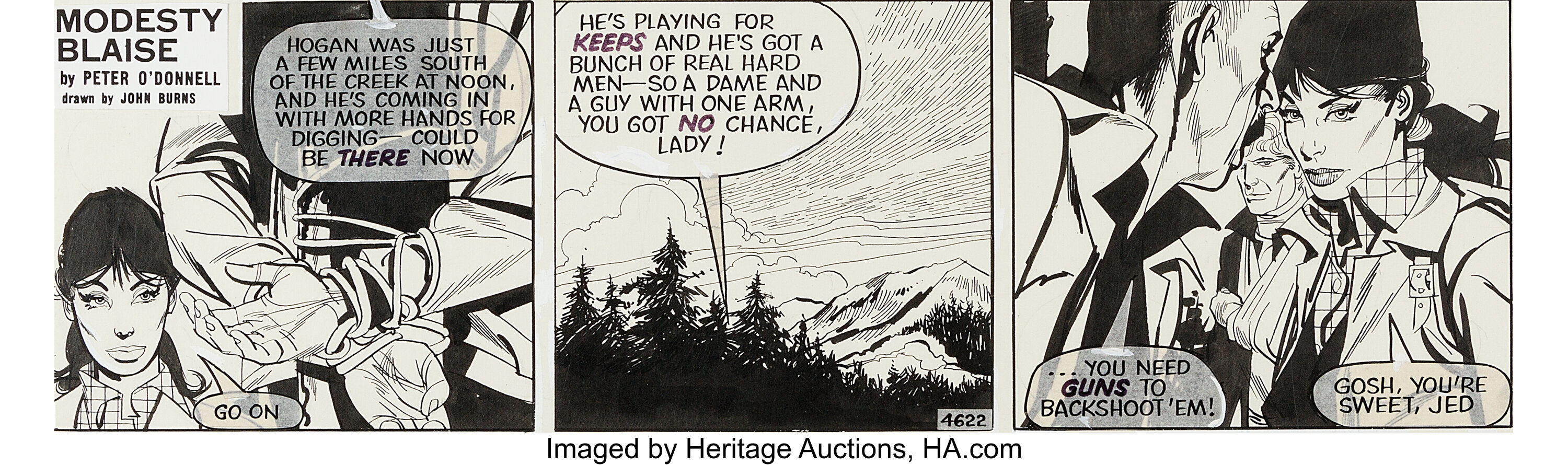 John M. Burns Modesty Blaise Comic Strip Original Art (1978-79 ...
