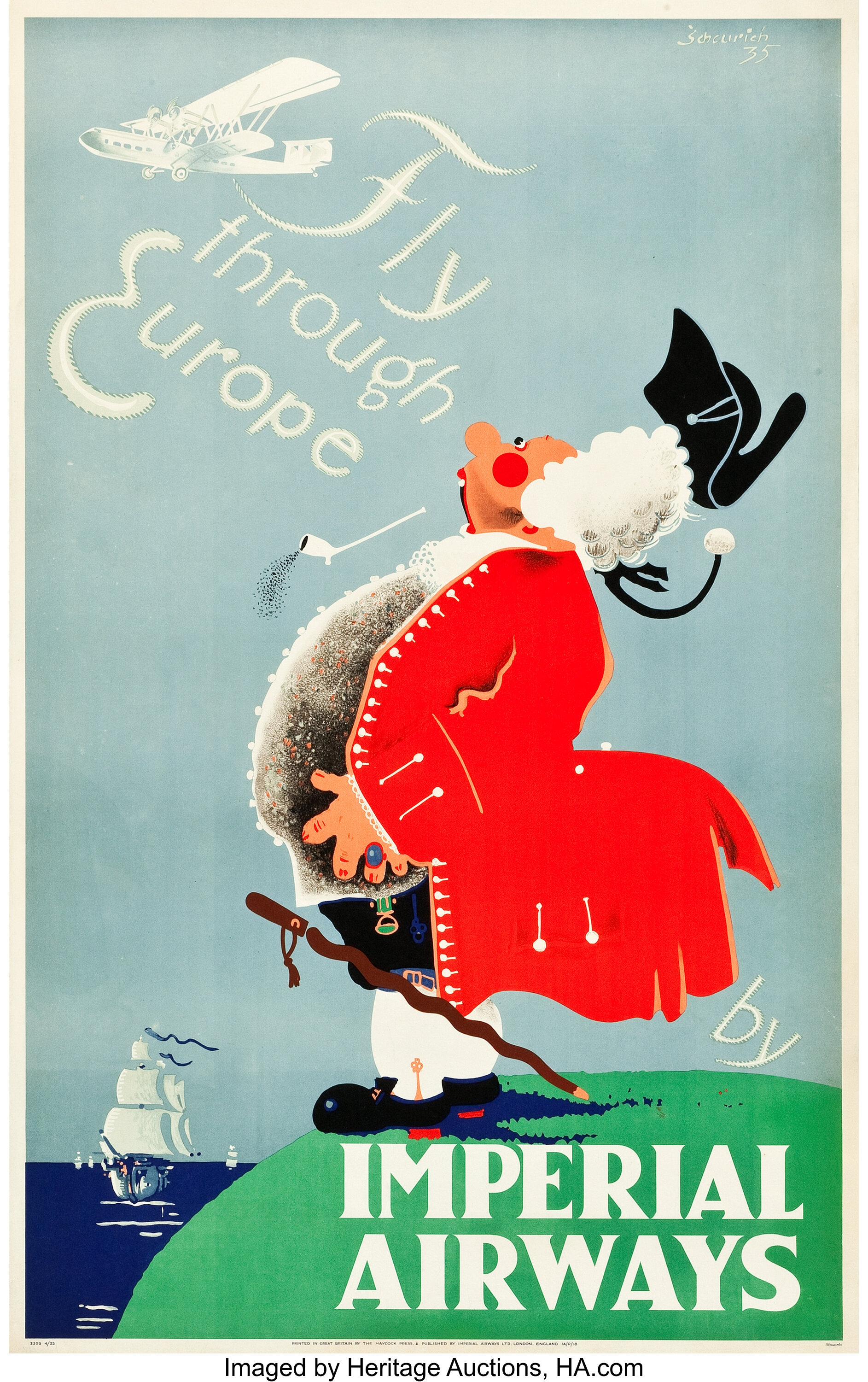 Imperial Airways Travel Poster (c.1935). Poster (25" X 40") "Fly | Lot ...
