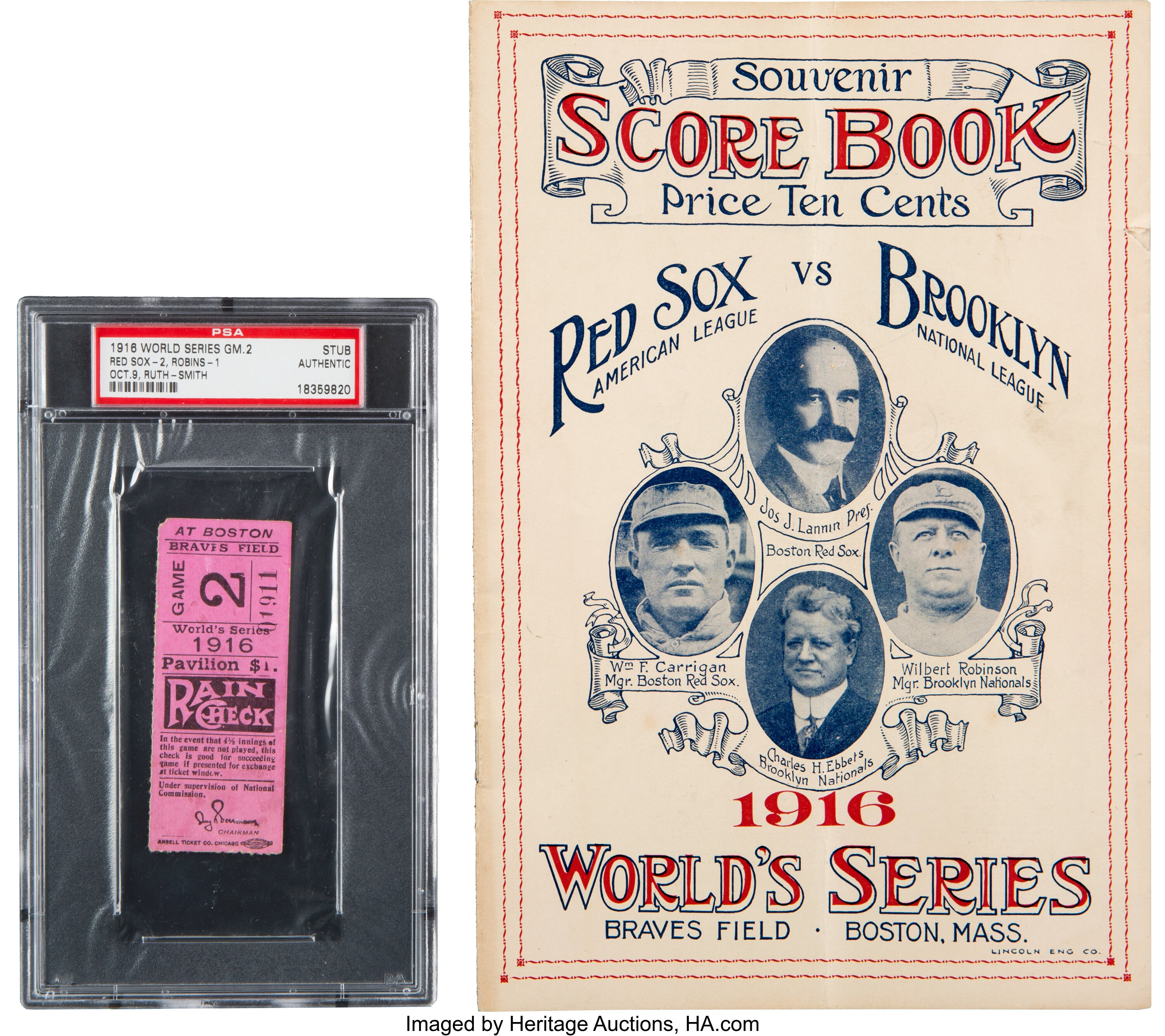 1916 World Series Game Two Ticket Stub & Program.... Baseball | Lot ...